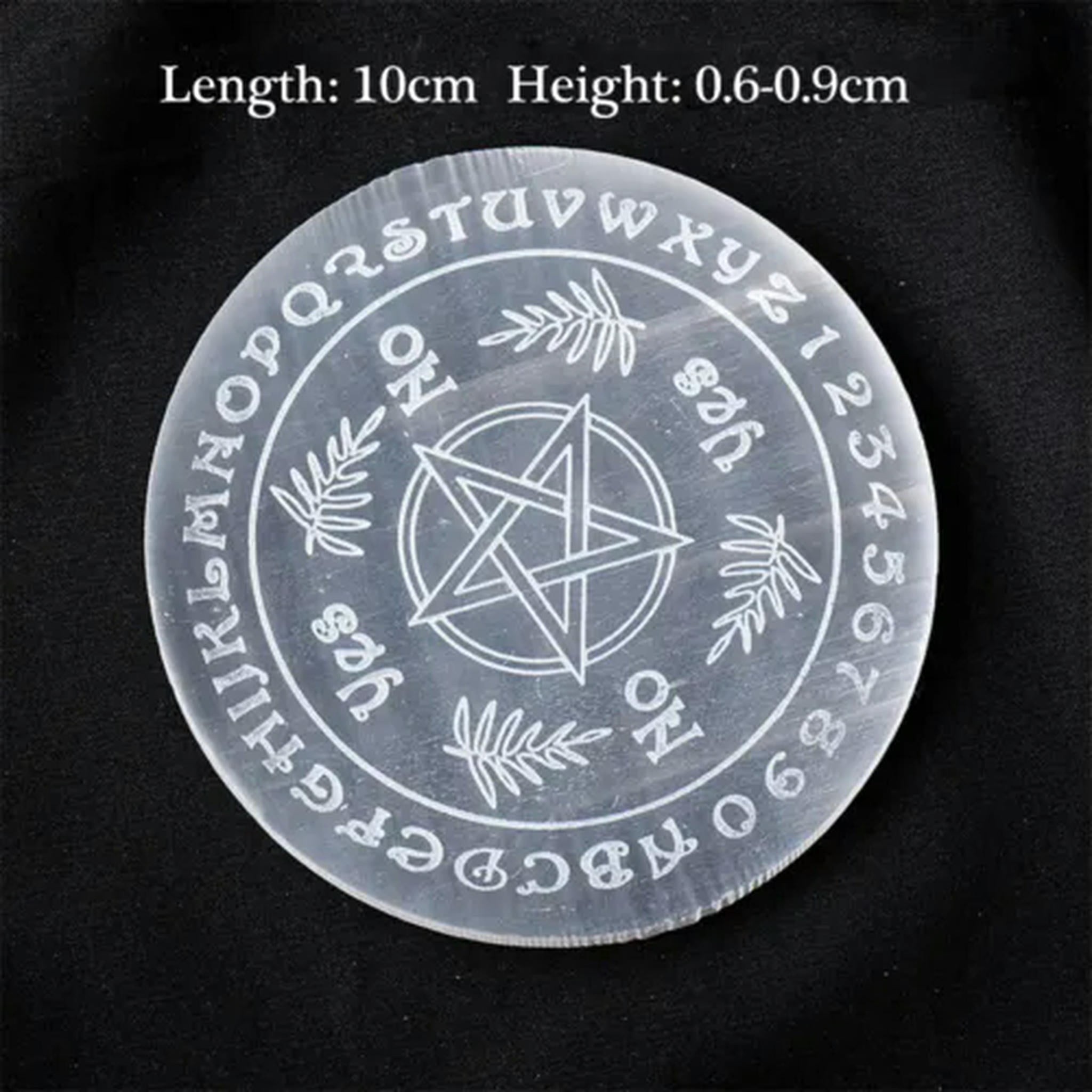 EOEMY Natural Selenite Quartz Round Disc Plate Disk Carved Crystal ...