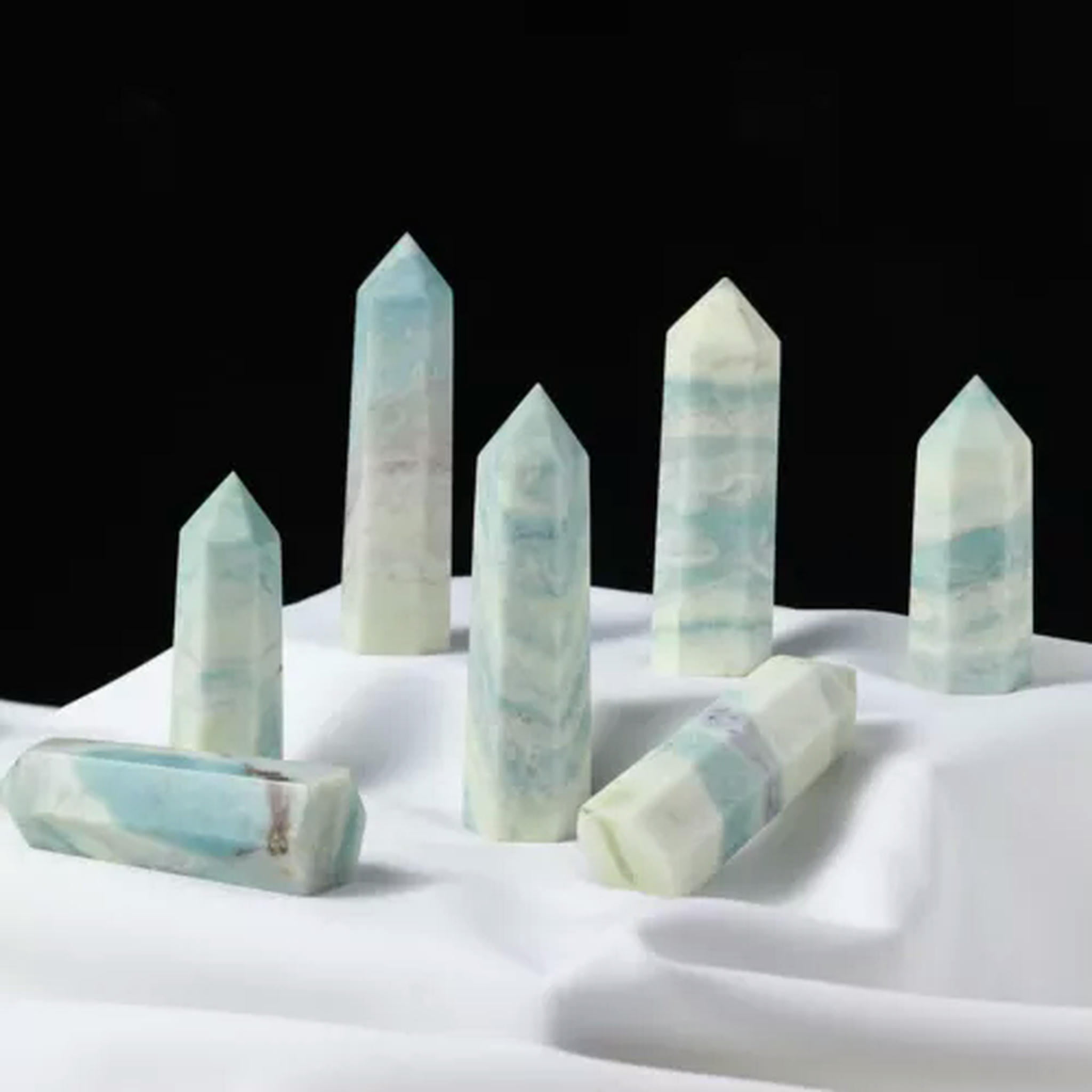 EOEMY Natural Single-Point Column Hexagonal Crystal Blue Stone Energy ...