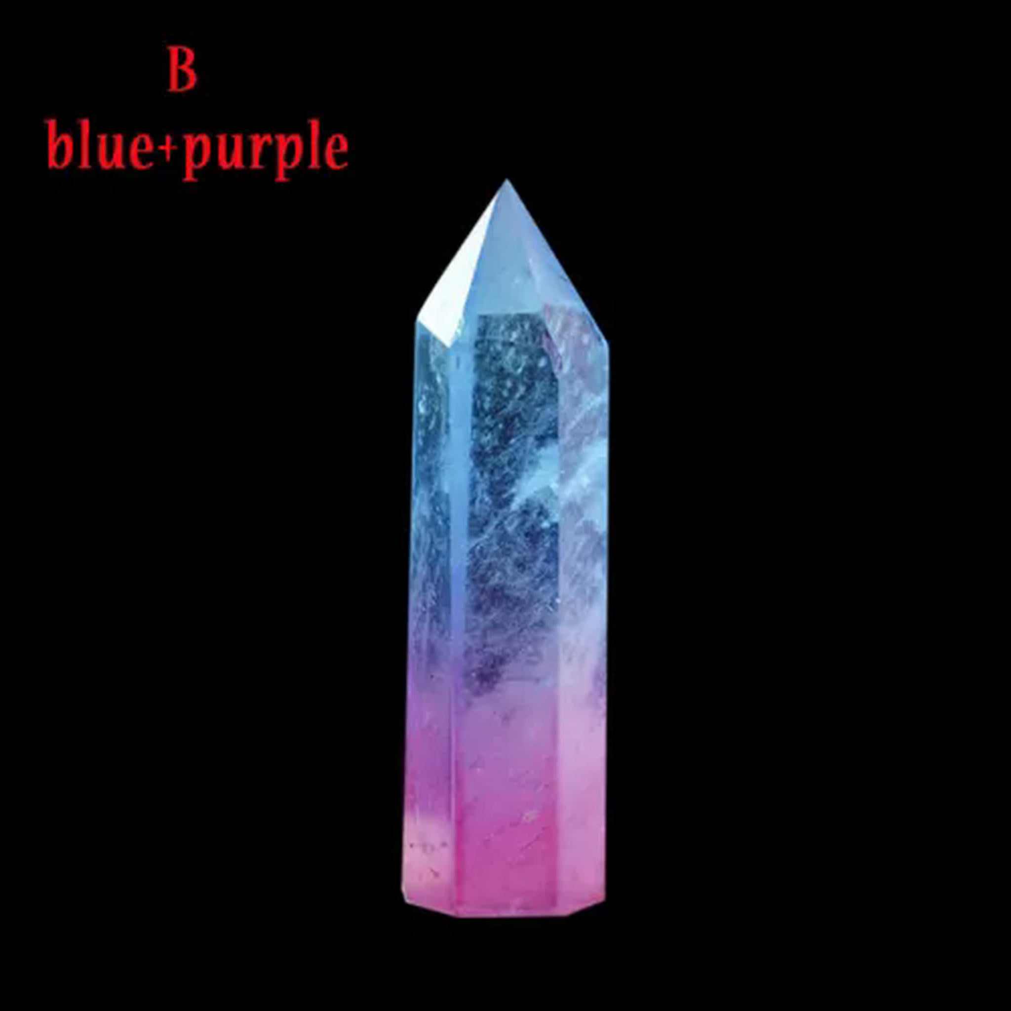 EOEMY Natural Single-Pointed Rainbow Hexagonal Column Clear Crystal ...