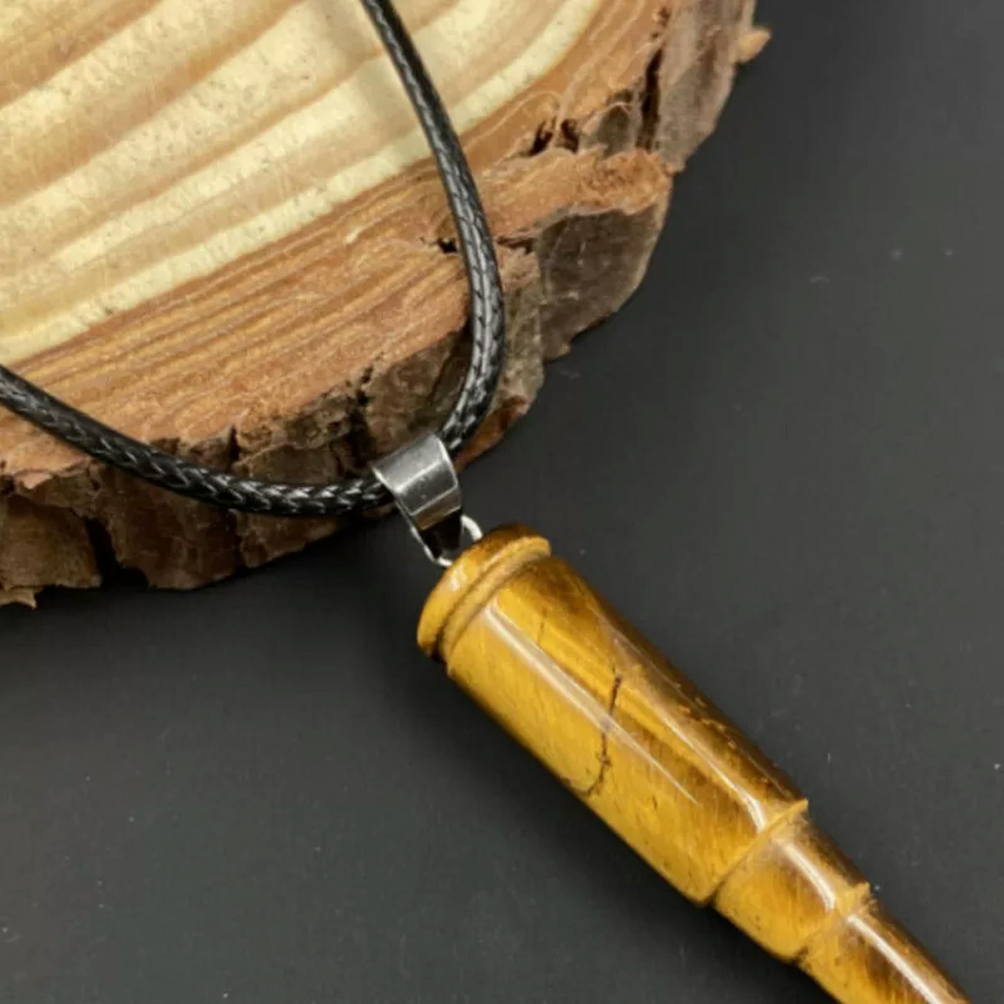 EOEMY Natural Tiger'S Eye Quartz Crystal Bullet Pendant Healing Stone ...