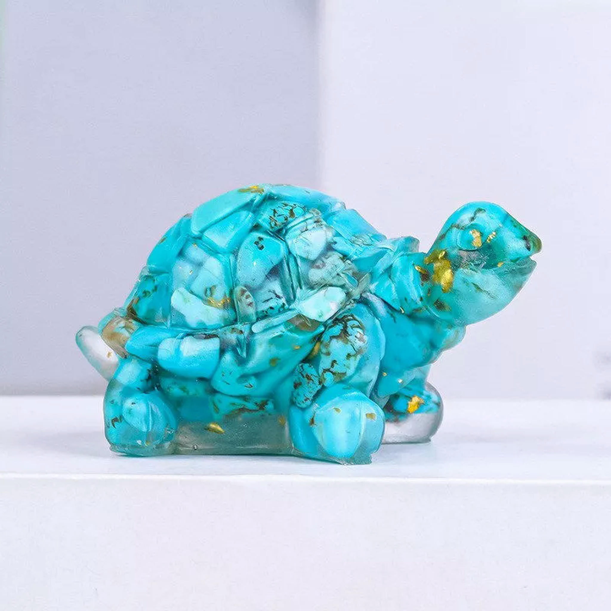 EOEMY Natural Turquoise Quartz Crystal Longevity Turtle Carved Mini ...