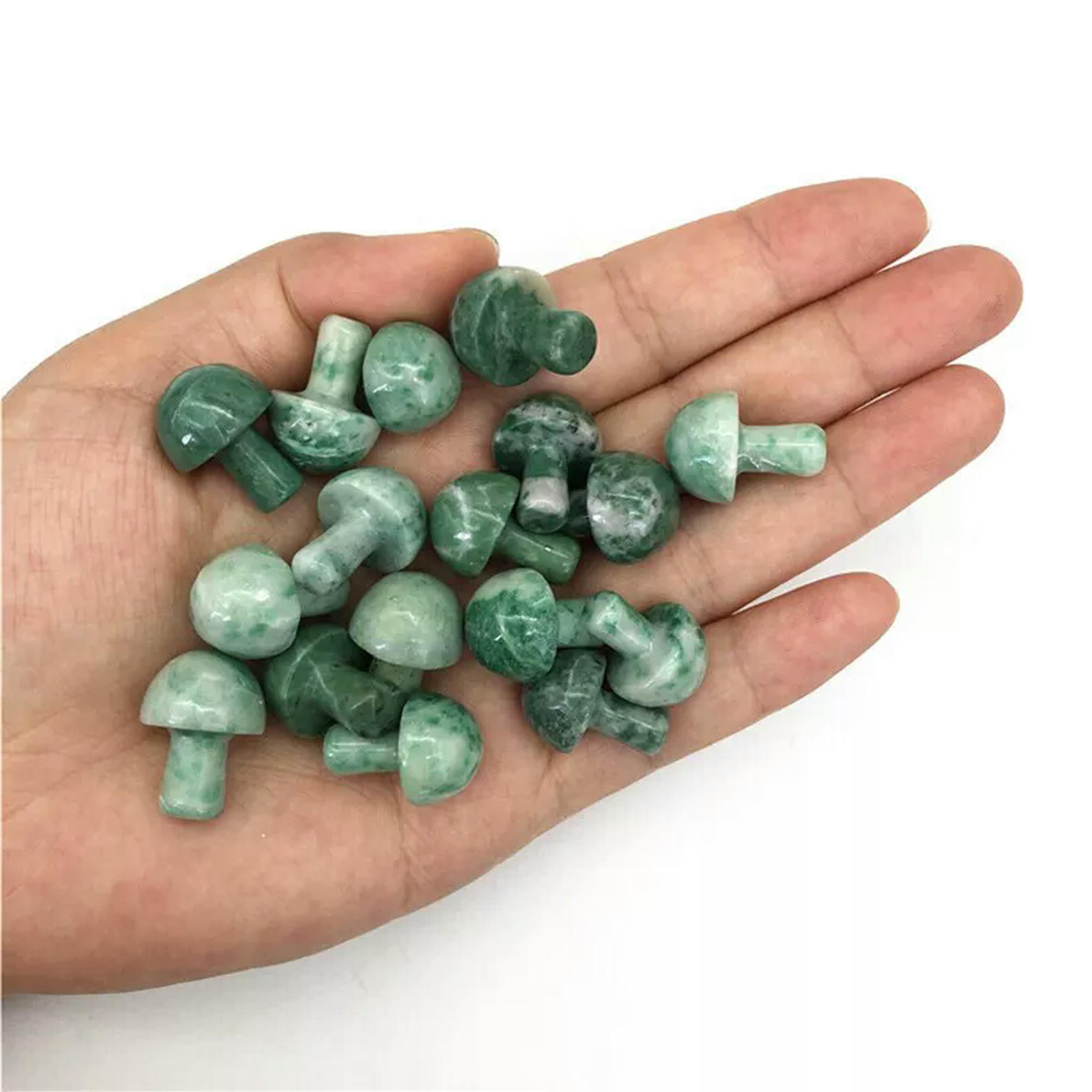 EOEMY Natural Water Grass Stone Quartz Crystal Carved Mini Mushroom ...