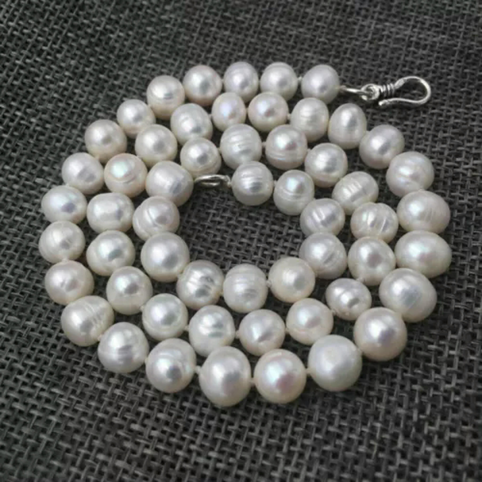 EOEMY Natural White 7-10mm Akoya Freshwater Pearl Necklace 14-50'' 925 ...
