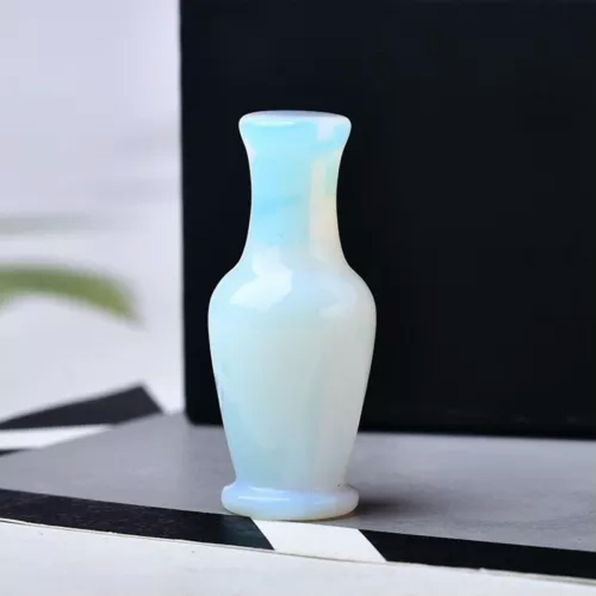 EOEMY Natural Healing Quartz Crystal Carved Flower Vase Mineral Reiki ...