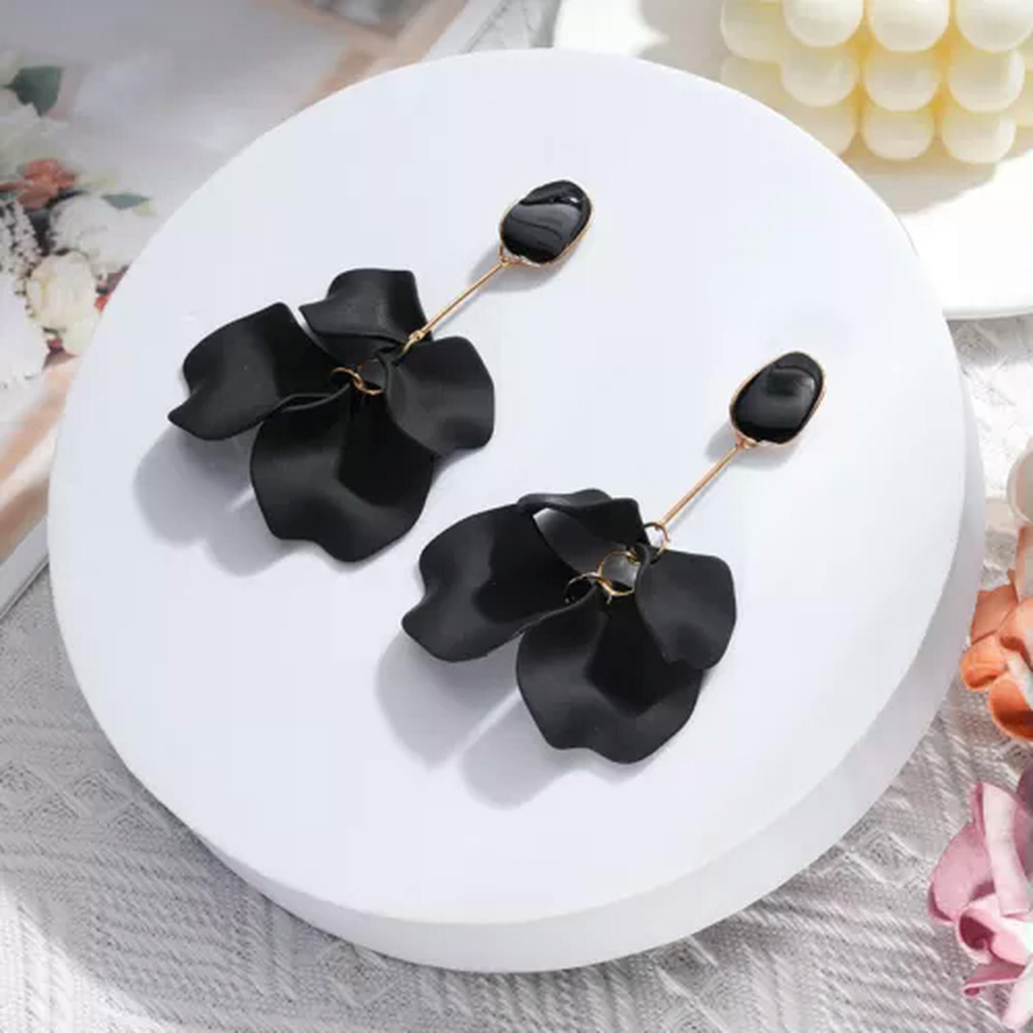 EOEMY Petal Drop Dangle Earrings For Women Bohemian Rose Flower Tassel ...
