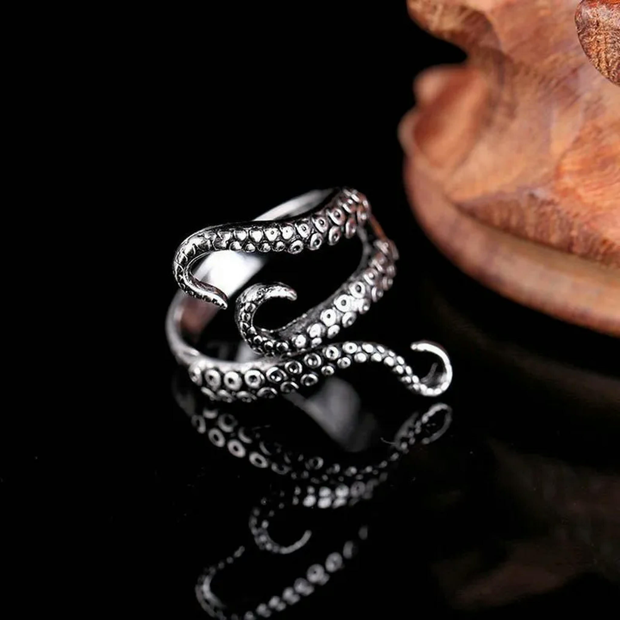 EOEMY Punk Octopus Tentacle Women Men Ring Open Adjustable Jewelry ...