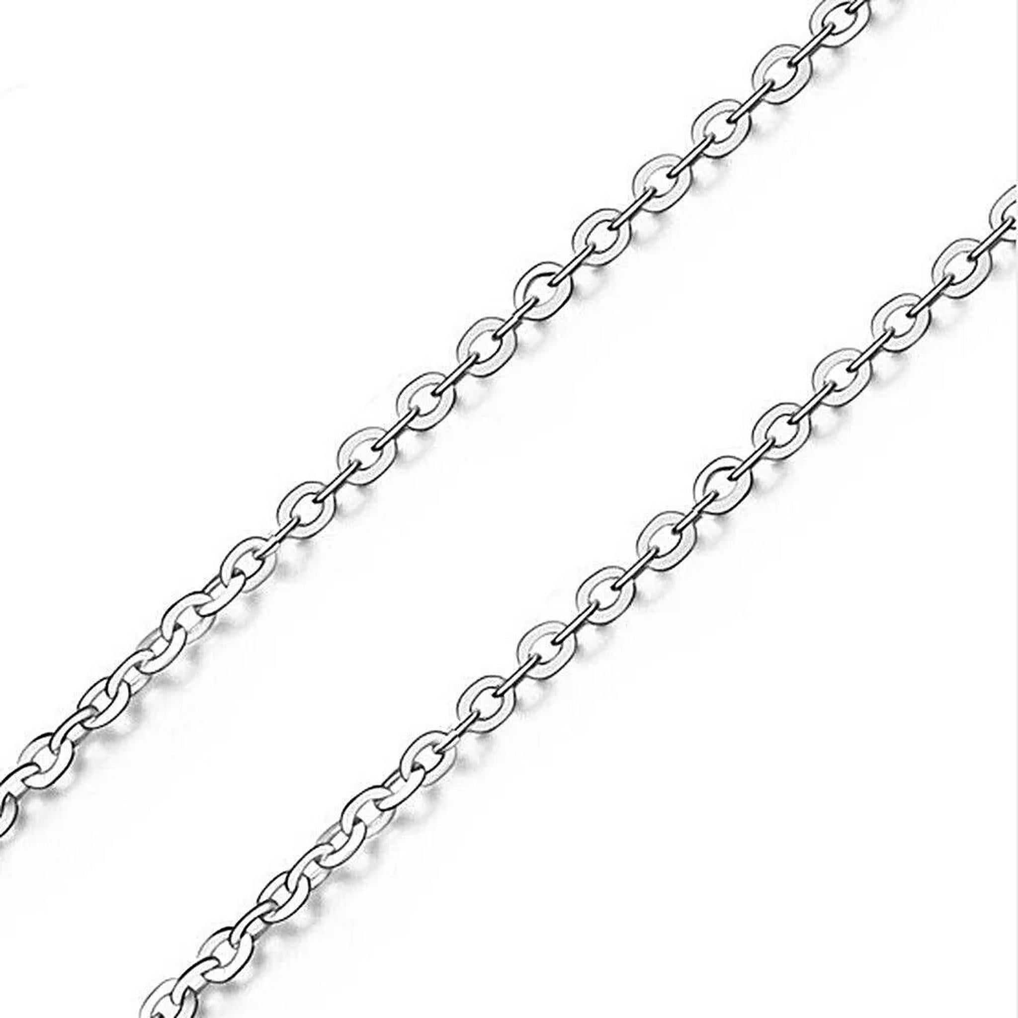 EOEMY Pure 18K White Gold Necklace Solid Au750 Cute Rolo Chain 1 mm 16 ...