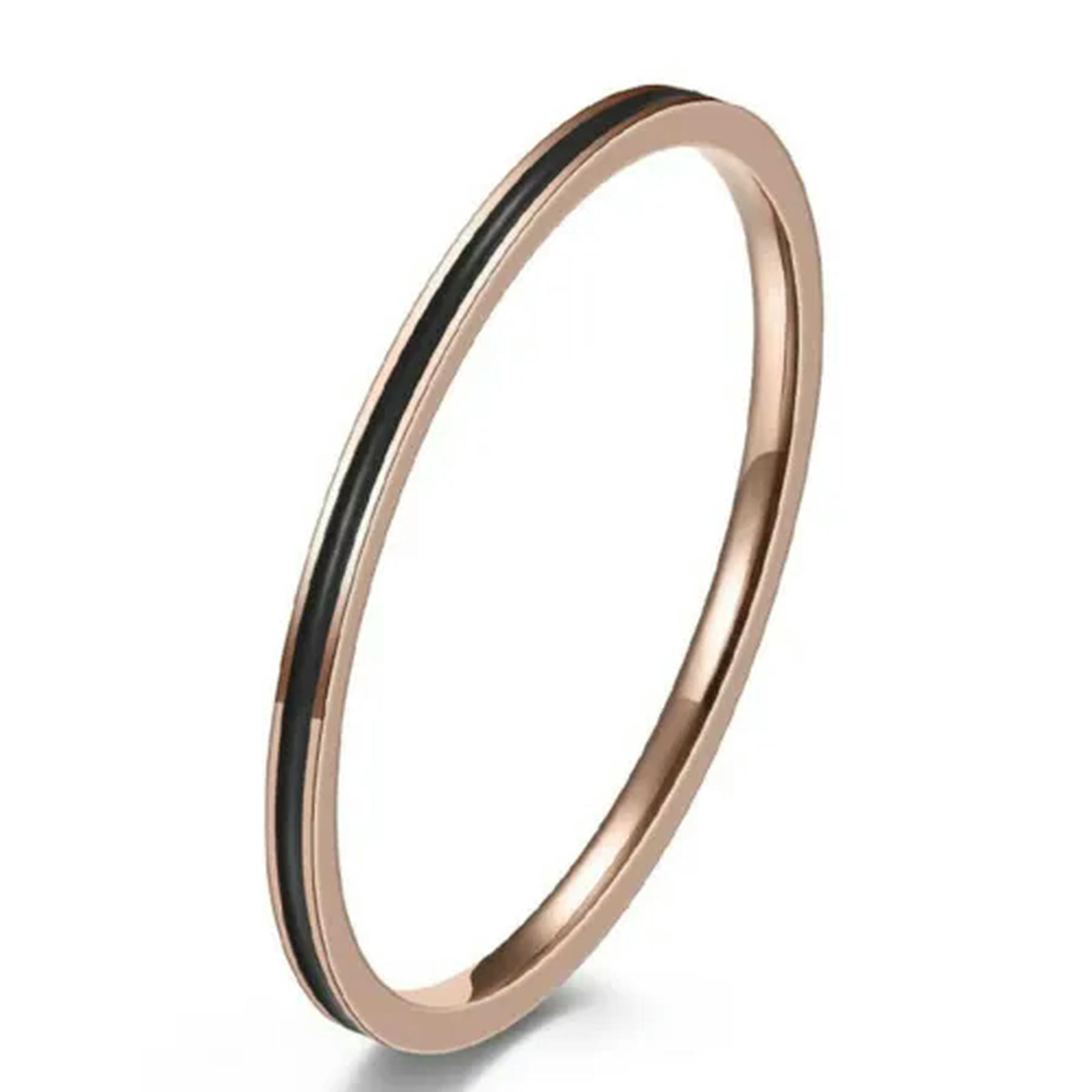 EOEMY Red/Black/White Band 18K Rose Gold Tail Ring Women'S Stainless ...