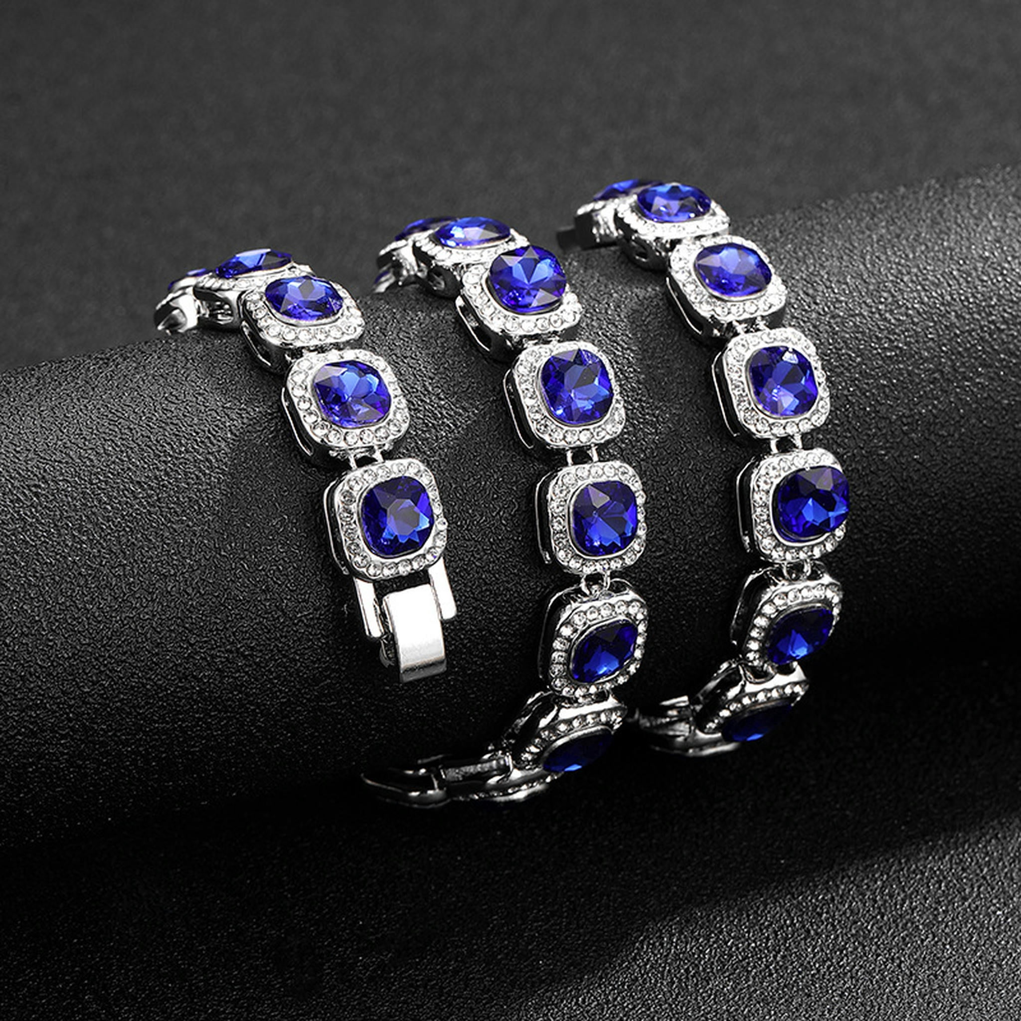 EOEMY Rock Sugar Chain 12mm Royal Blue Square Diamond Street Hip Hop ...