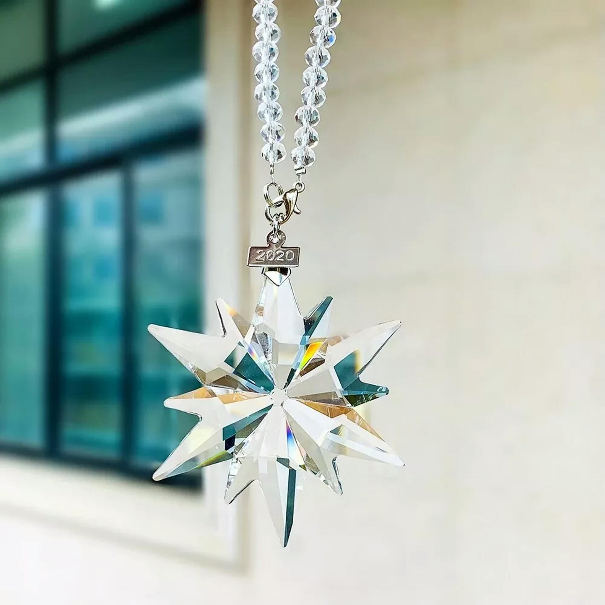 EOEMY Snowflake Car Hanging Chandelier Pendant Suncatcher Clear ...