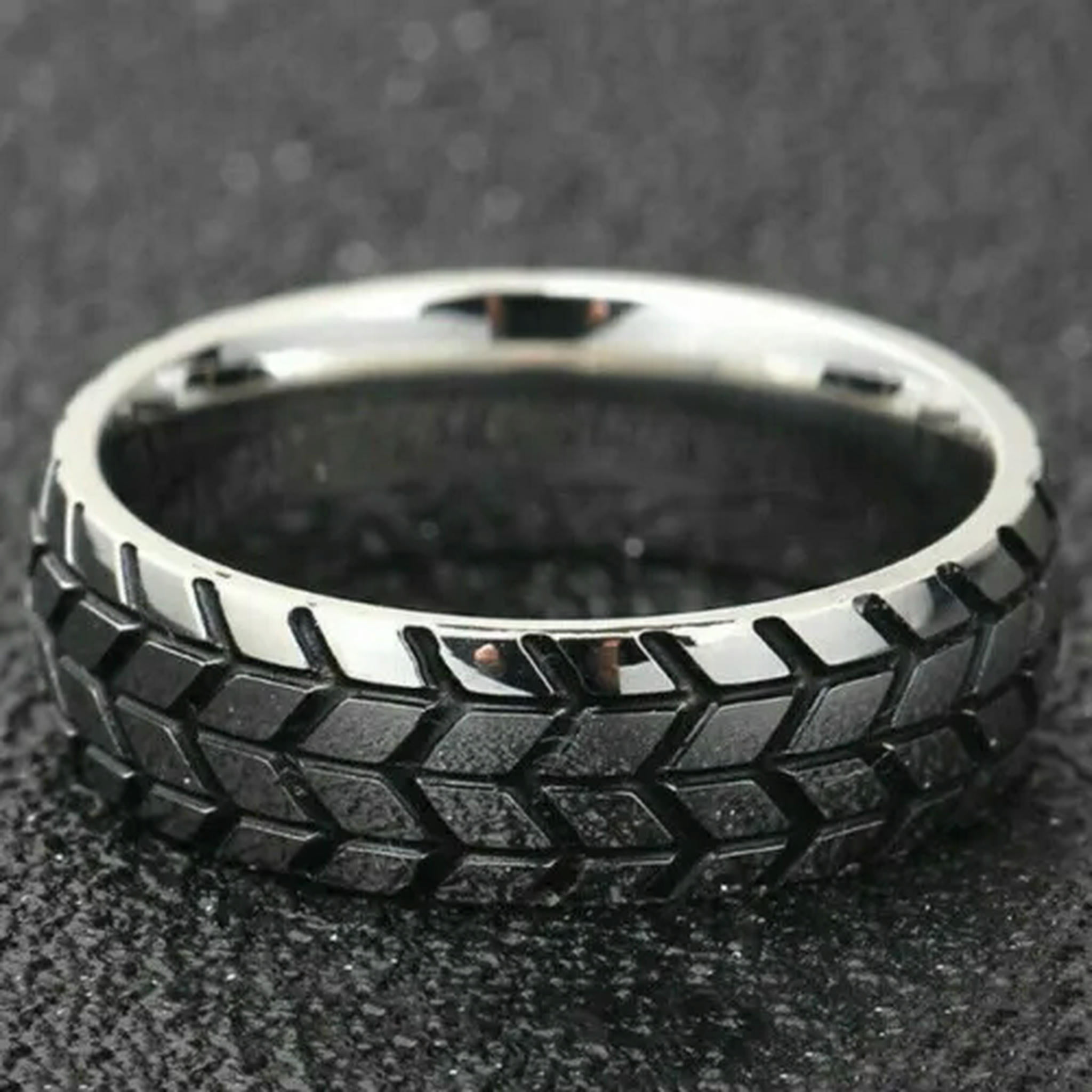 EOEMY Stainless Steel Mechanic Car Tire Men'S Ring Inspired Band Punk ...