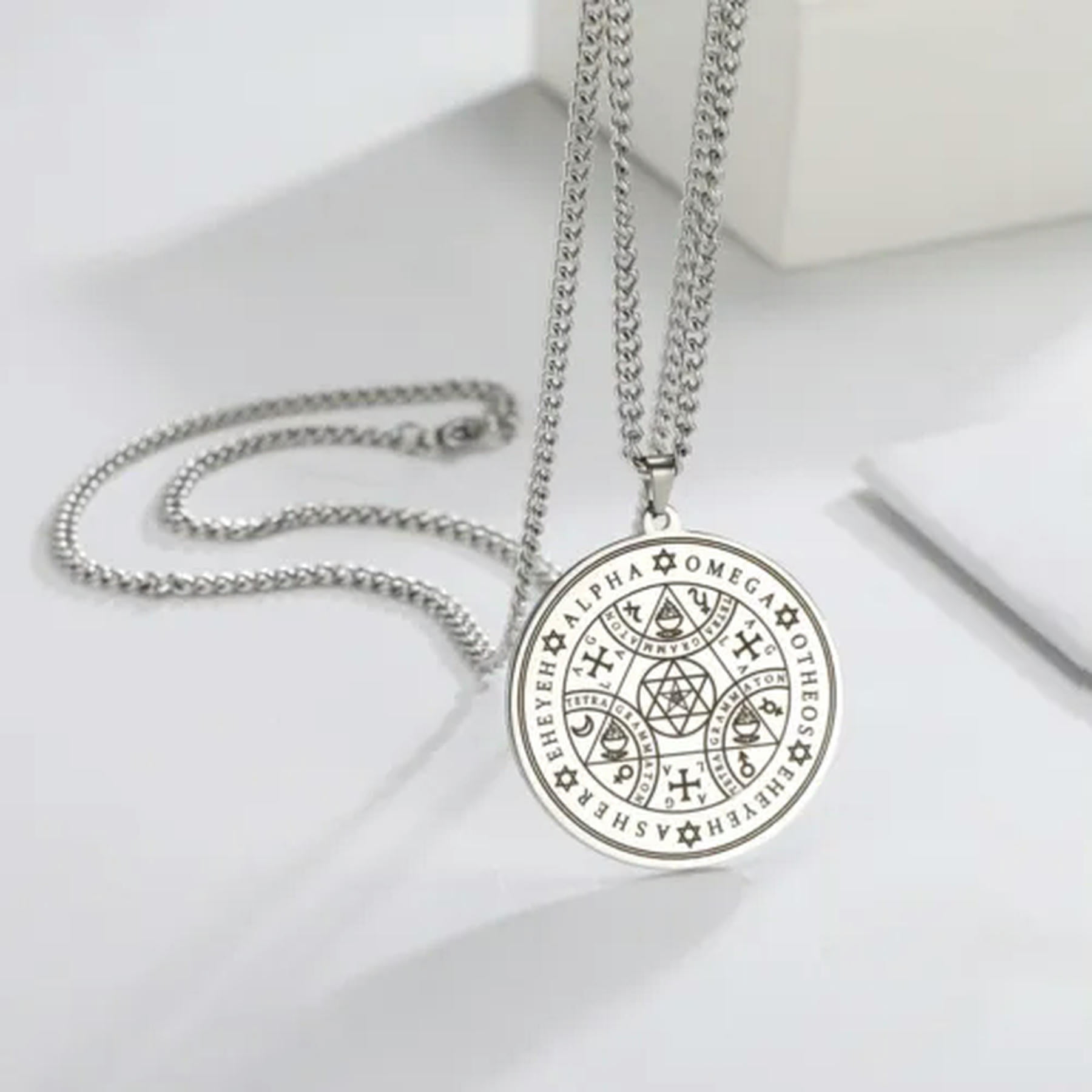 EOEMY Stainless Steel Tetragrammaton Pendant Alpha Triangle Talisman Necklace - Walmart.com