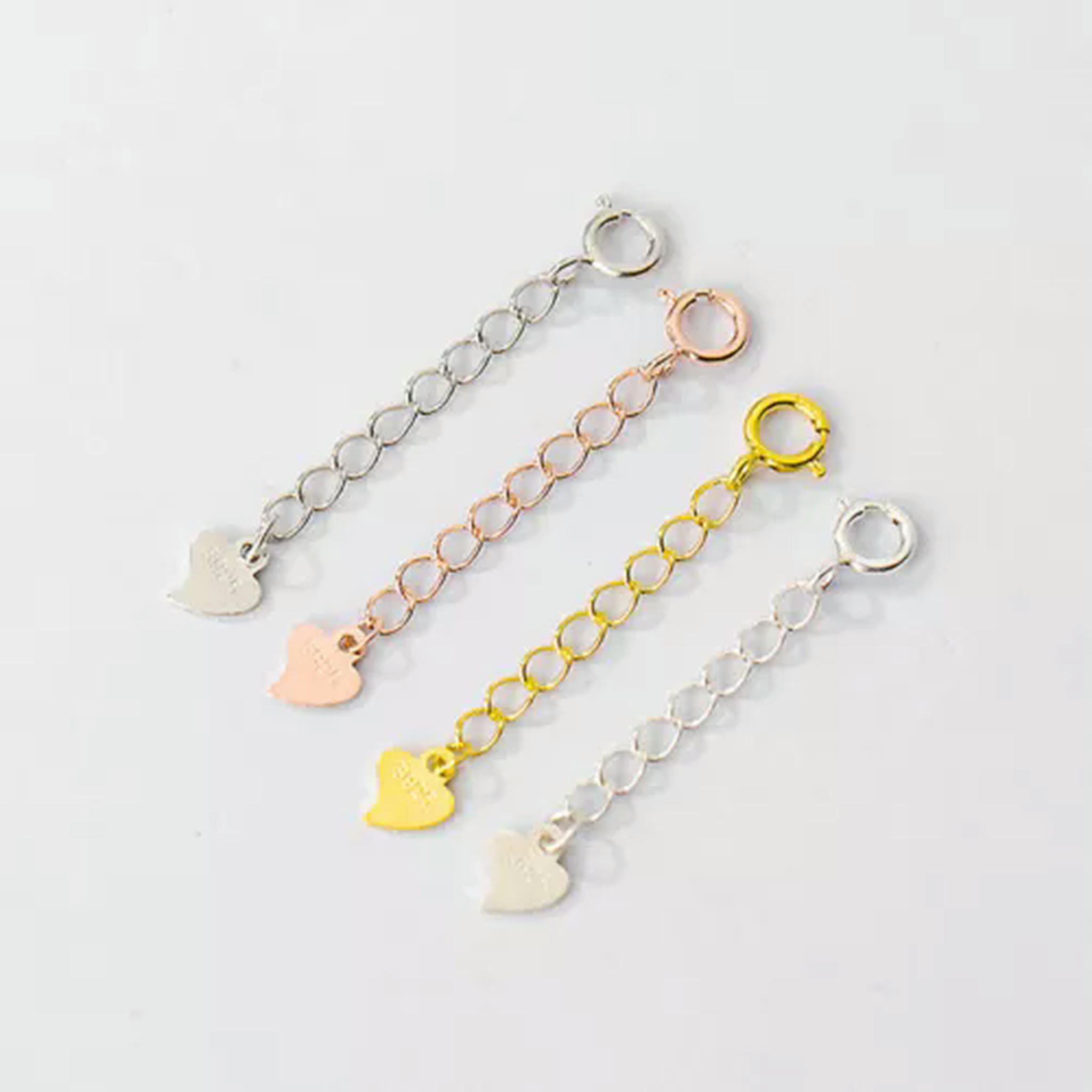 EOEMY Sterling Silver Heart Teardrop Chain Extender W/ Spring Ring ...