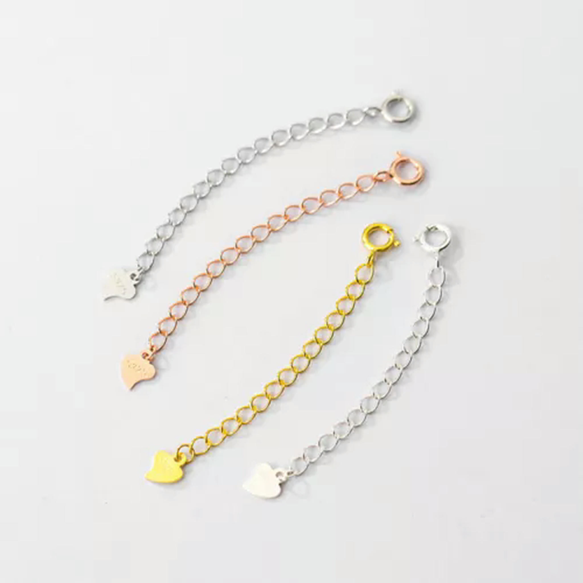 EOEMY Sterling Silver Heart Teardrop Chain Extender W/ Spring Ring ...