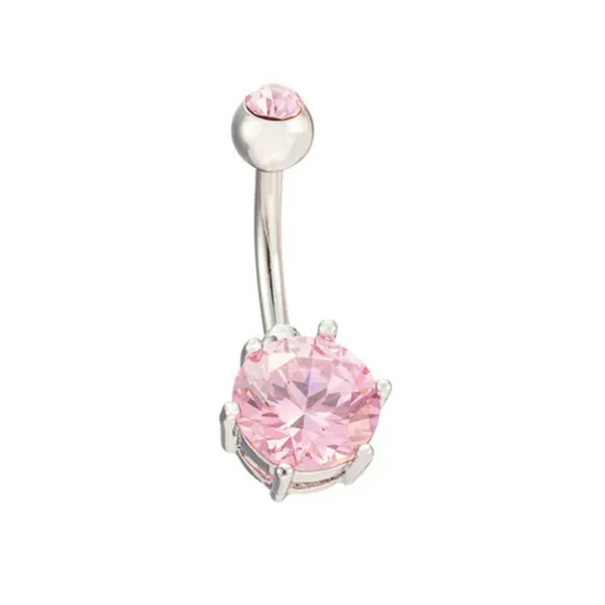 EOEMY Surgical Steel Round Zircon Navel Belly Button Ring Bar Body ...