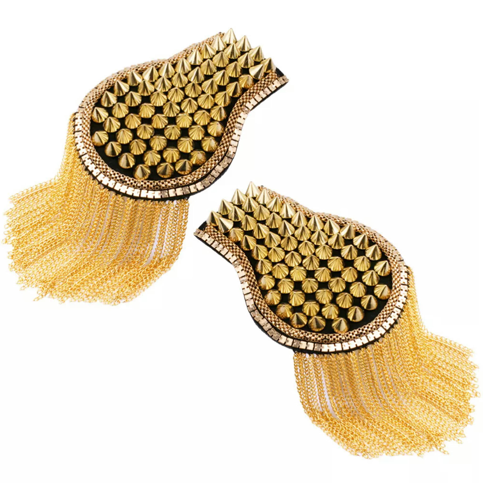 EOEMY Tassel Epaulets Punk Jacket Rhinestone Fringe Top Suit Coats ...