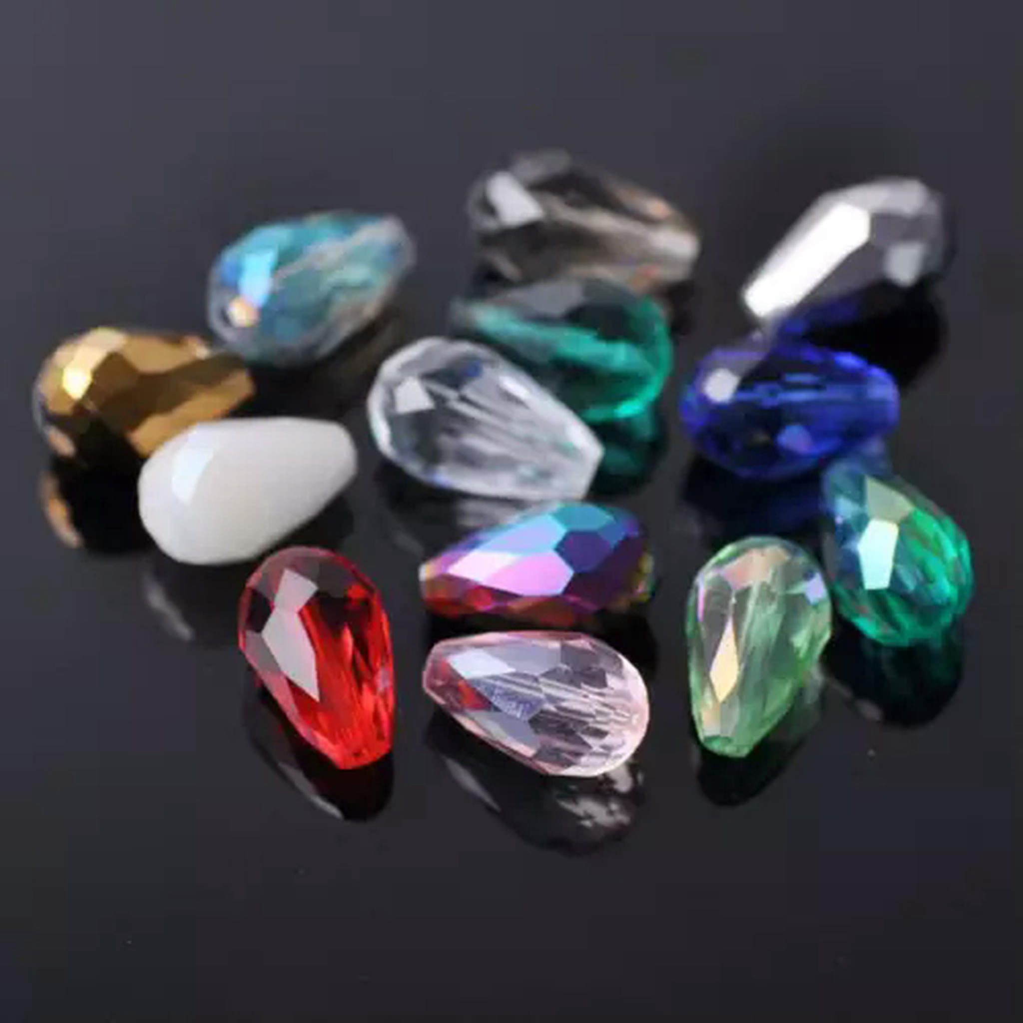 EOEMY Teardrop Faceted Crystal Glass Loose Crafts Beads Lot 5X3 7X5 ...