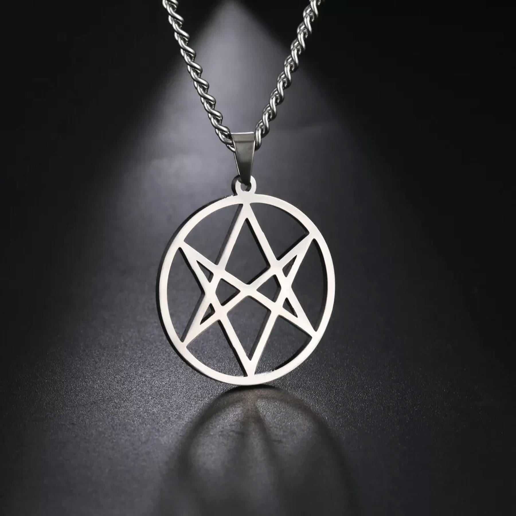 EOEMY Thelema Unicursal Hexagram Symbol Pendant Necklace Stainless ...