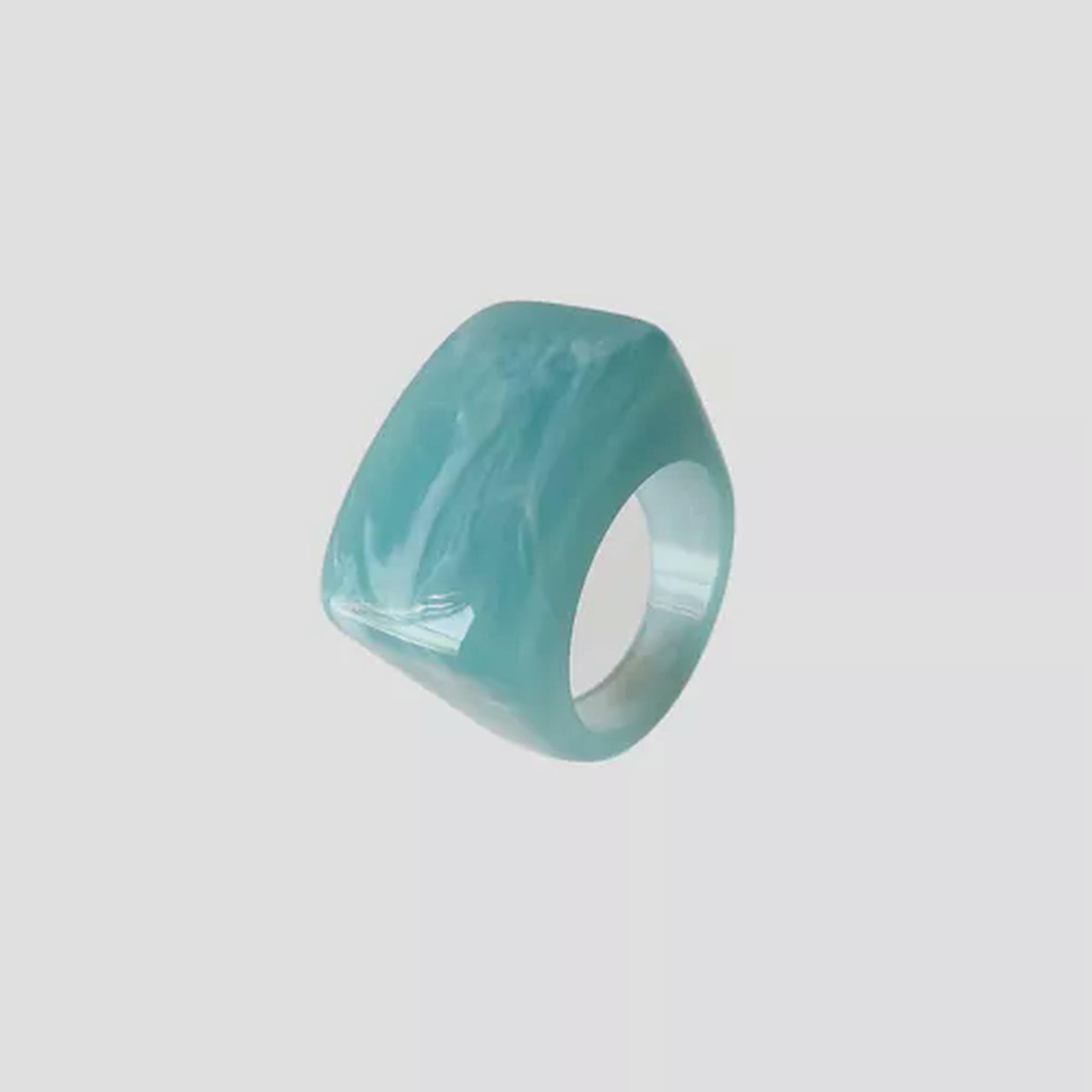EOEMY Transparent Thick Ring Geometric Square Round Ring Resin Big ...