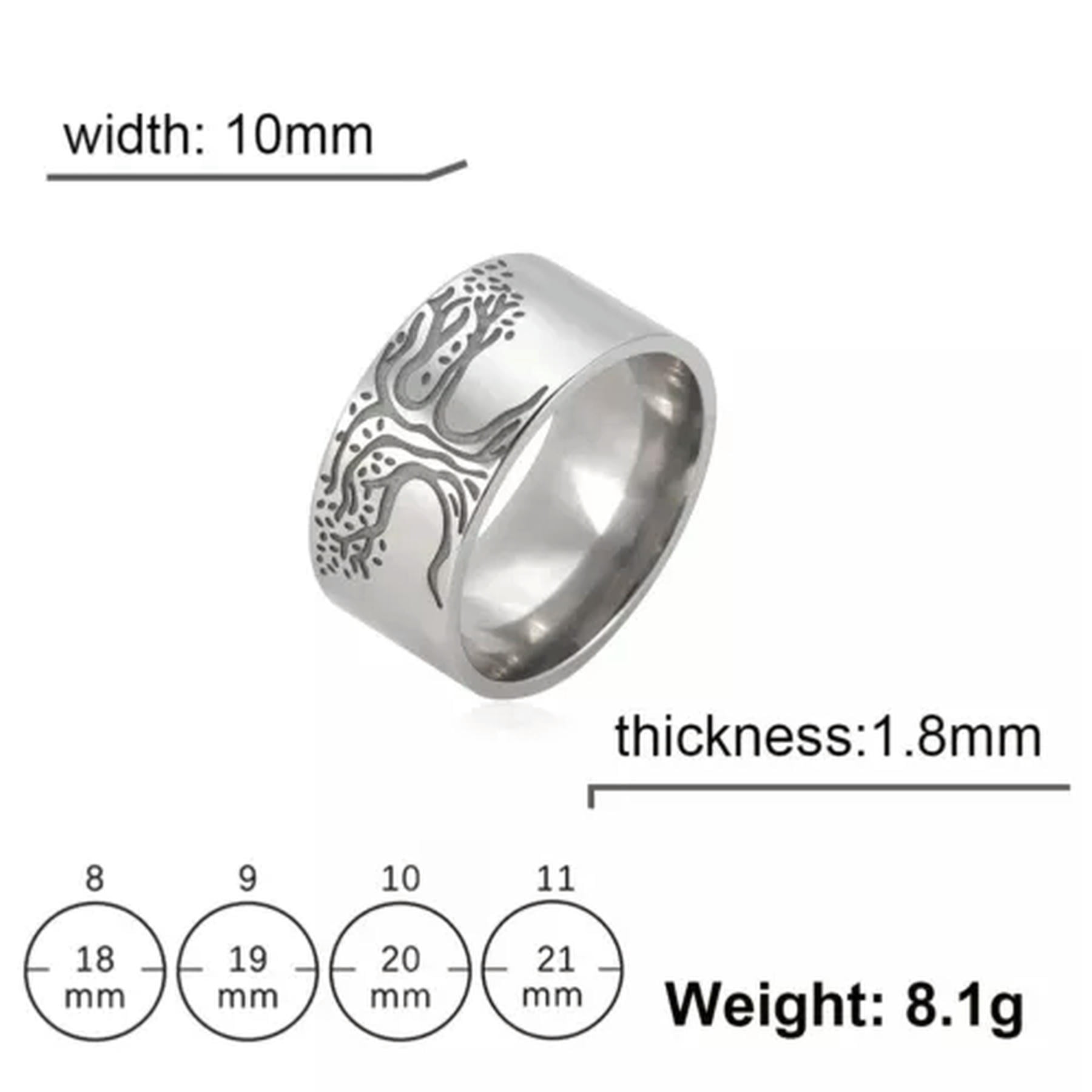 EOEMY Tree Of Life Stainless Steel Rings Engraving Finger Ring Vintage ...