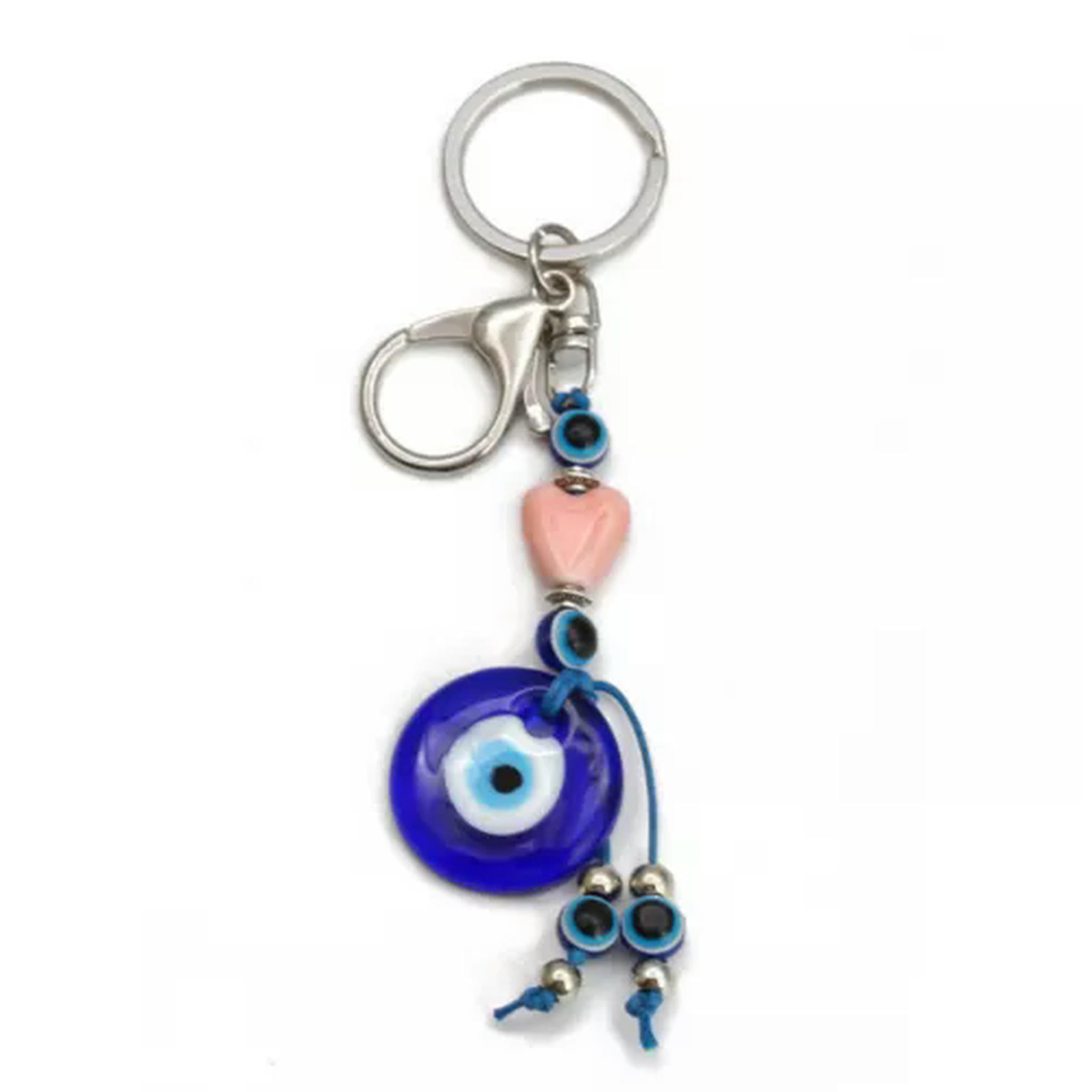 EOEMY Turkish Kabbalah Blue Evil Eyes Keychain Keyring Amulet Pendant ...