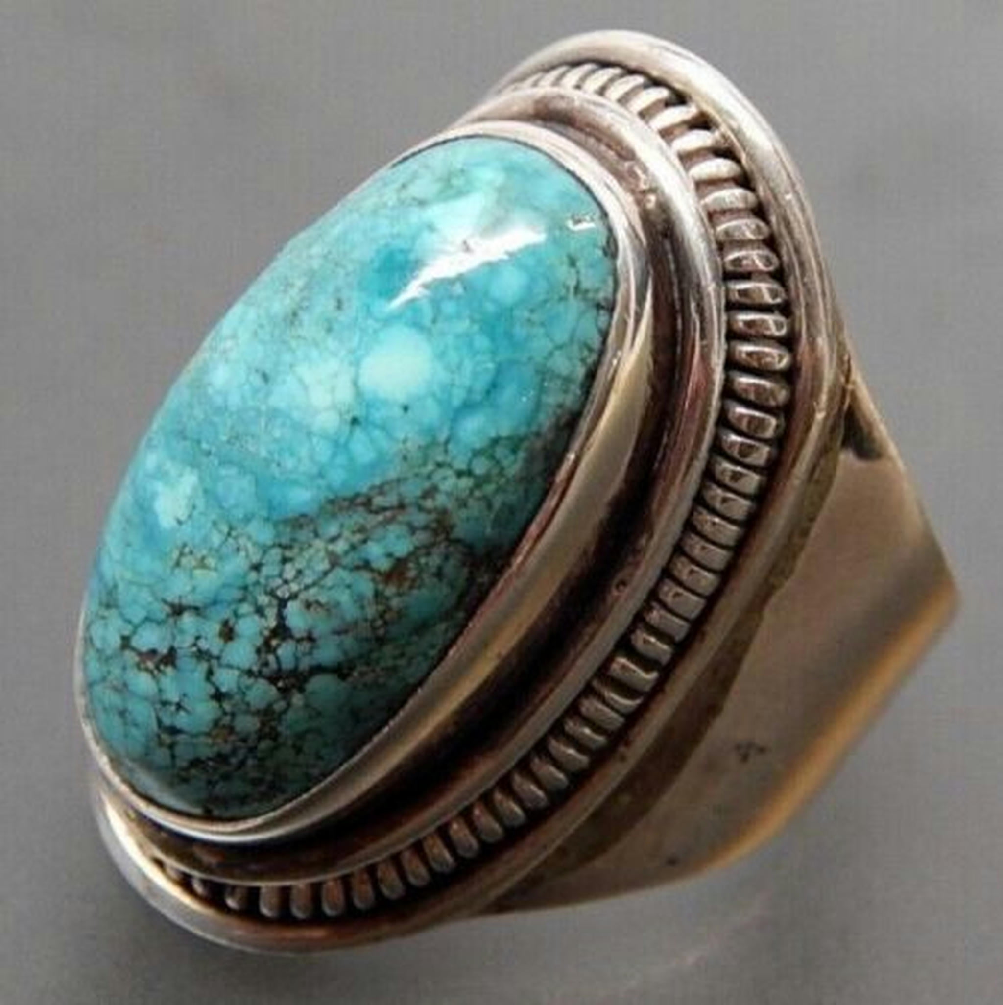 EOEMY Vintage 925 Silver Turquoise Ring Women Man Wedding Party Gift ...