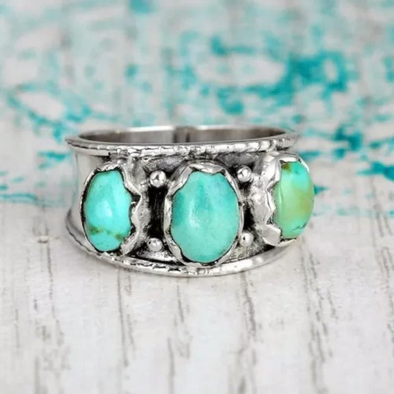 QQTDFG Vintage 925 Silver Turquoise Ring Women Man Wedding Party Gift ...