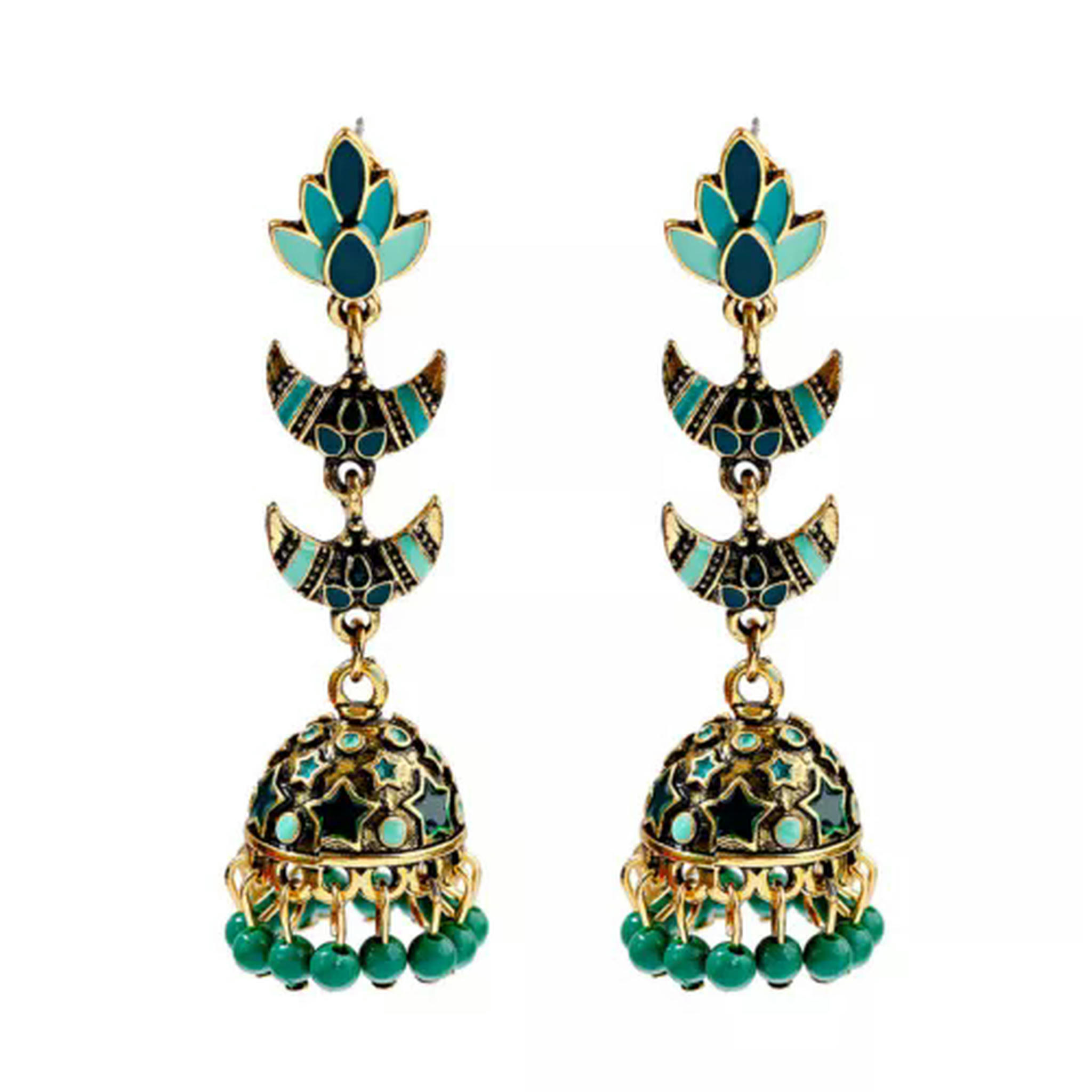 EOEMY Vintage Color Tassel Beads Ethnic Jhumka Dangle Earring Gypsy ...