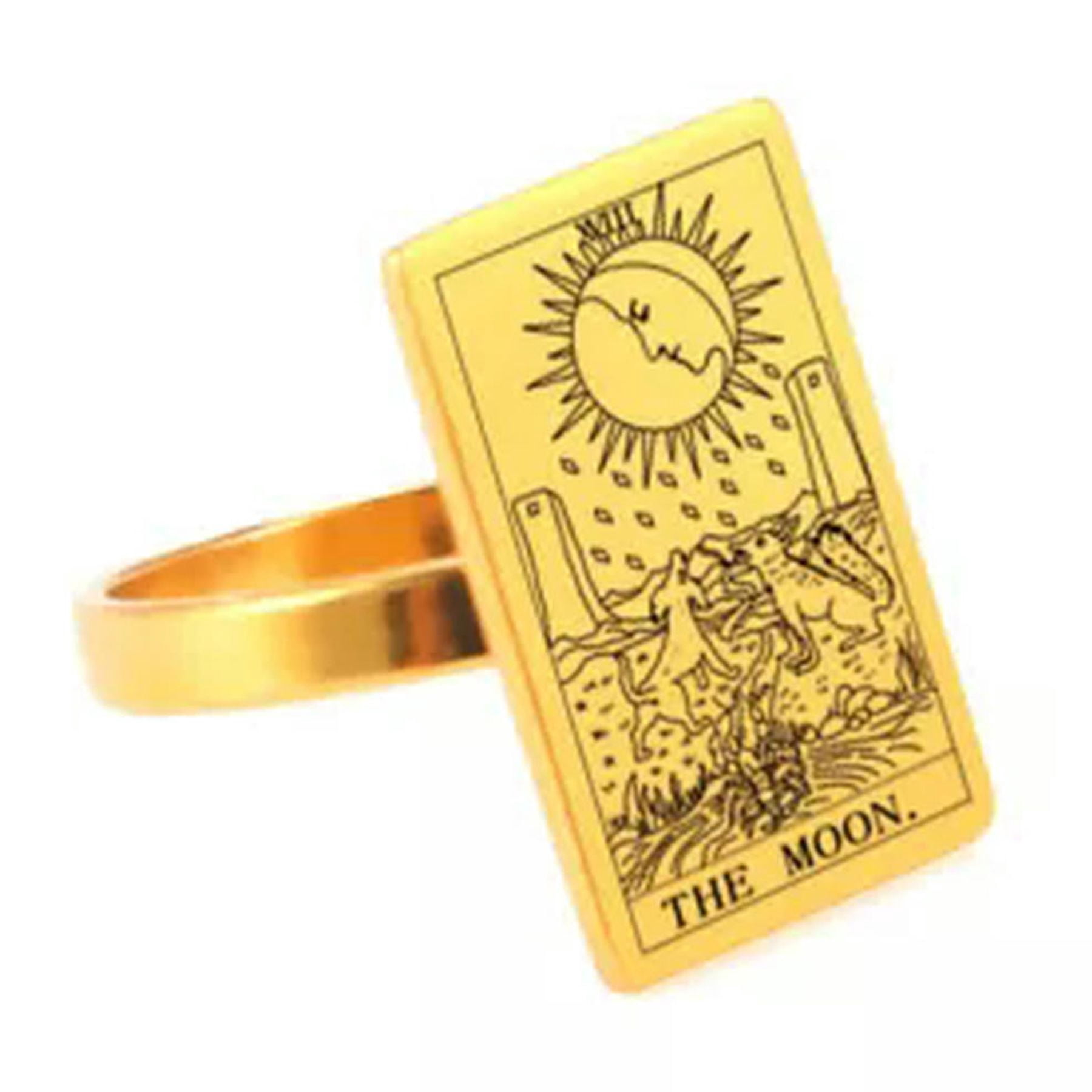 EOEMY Vintage Tarot Cards Rings Retro Stainless Steel Jewelry Rings ...