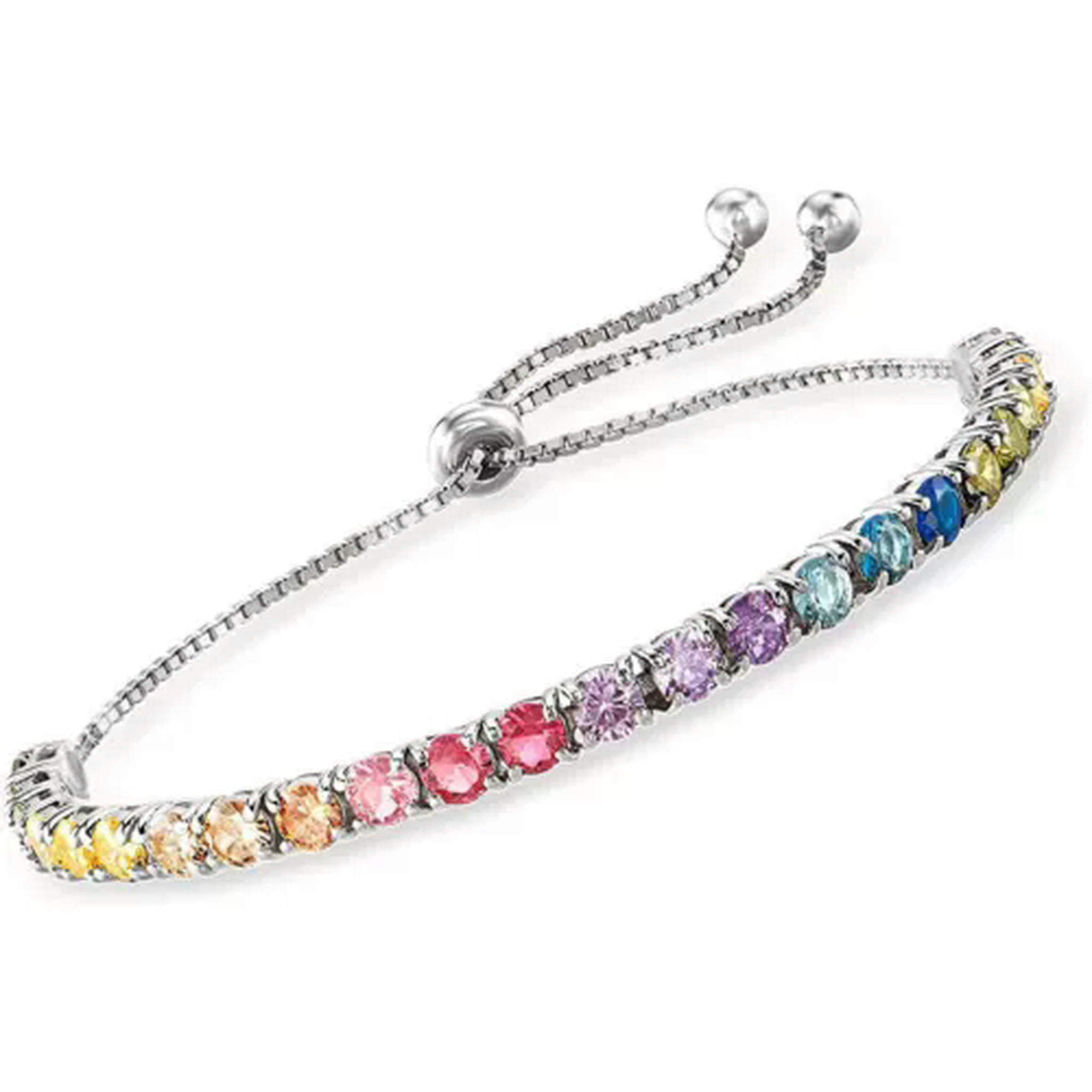 EOEMY Women Charm 925 Silver Zircon Crystal Bracelet Bangle Adjustable ...
