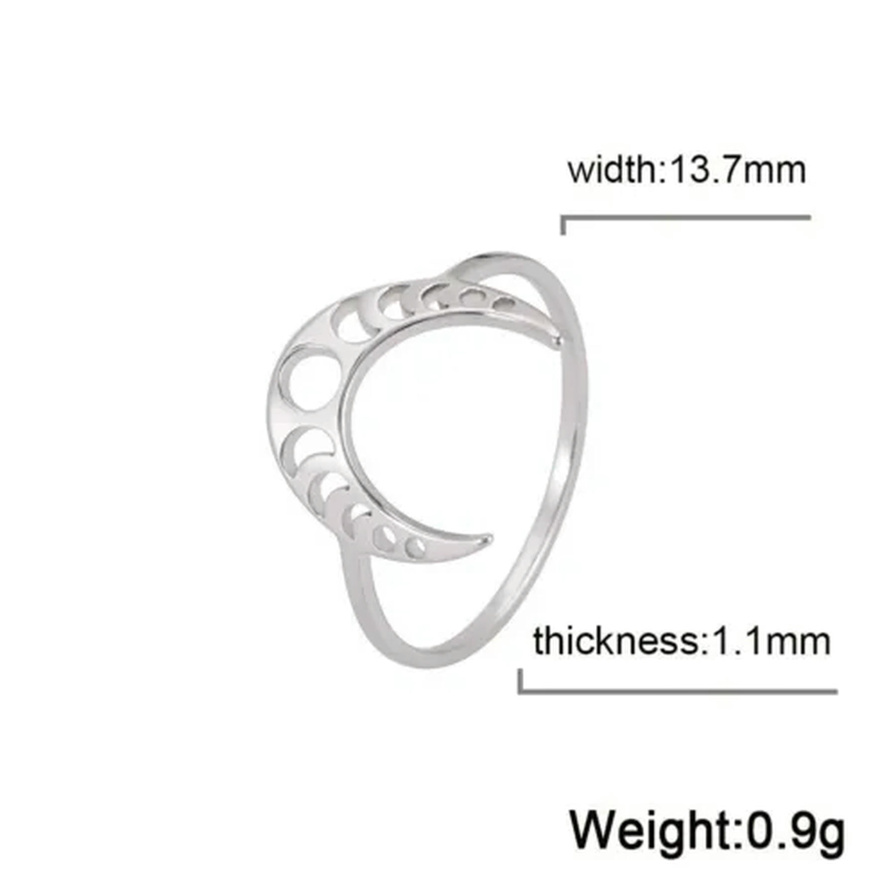 EOEMY Women Moon Phase Ring Stainless Steel Crescent Moon Finger Rings ...