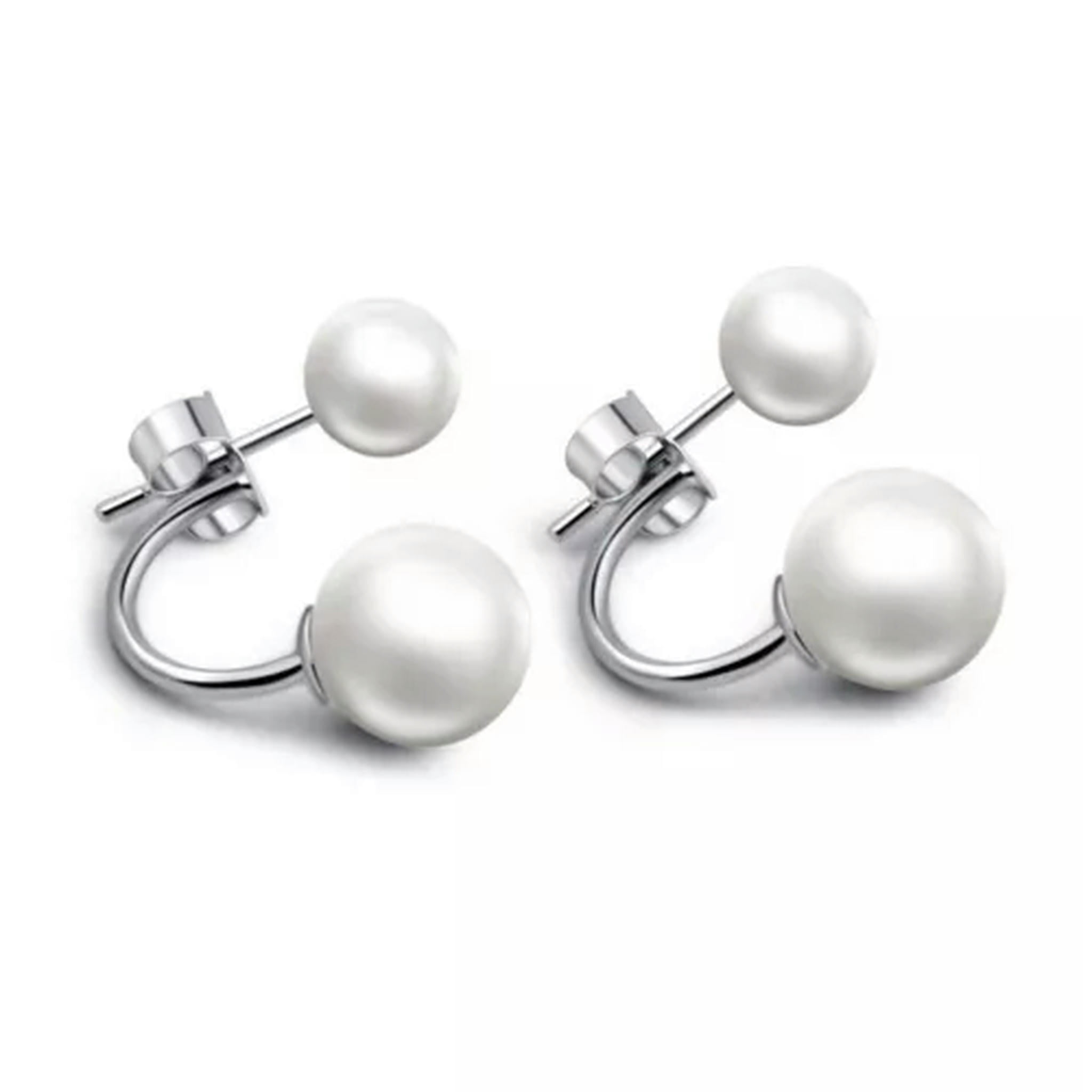 EOEMY Women'S Simulated Pearl Earrings Double Side Earing Crystal Ball ...