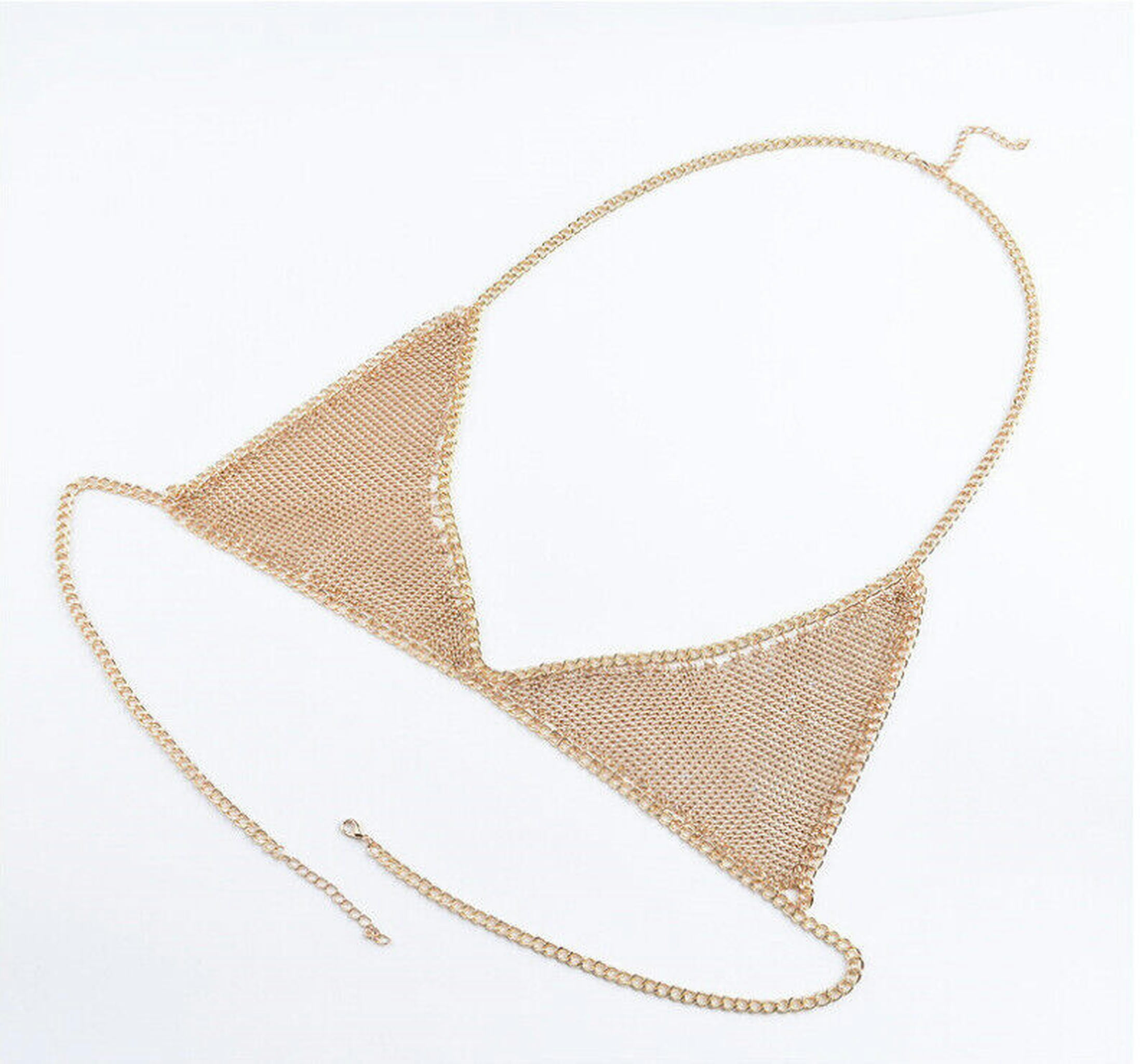 EOEMY Women Sequin Chest Chain Pendant Bra Necklace Beach Bikini Chest ...