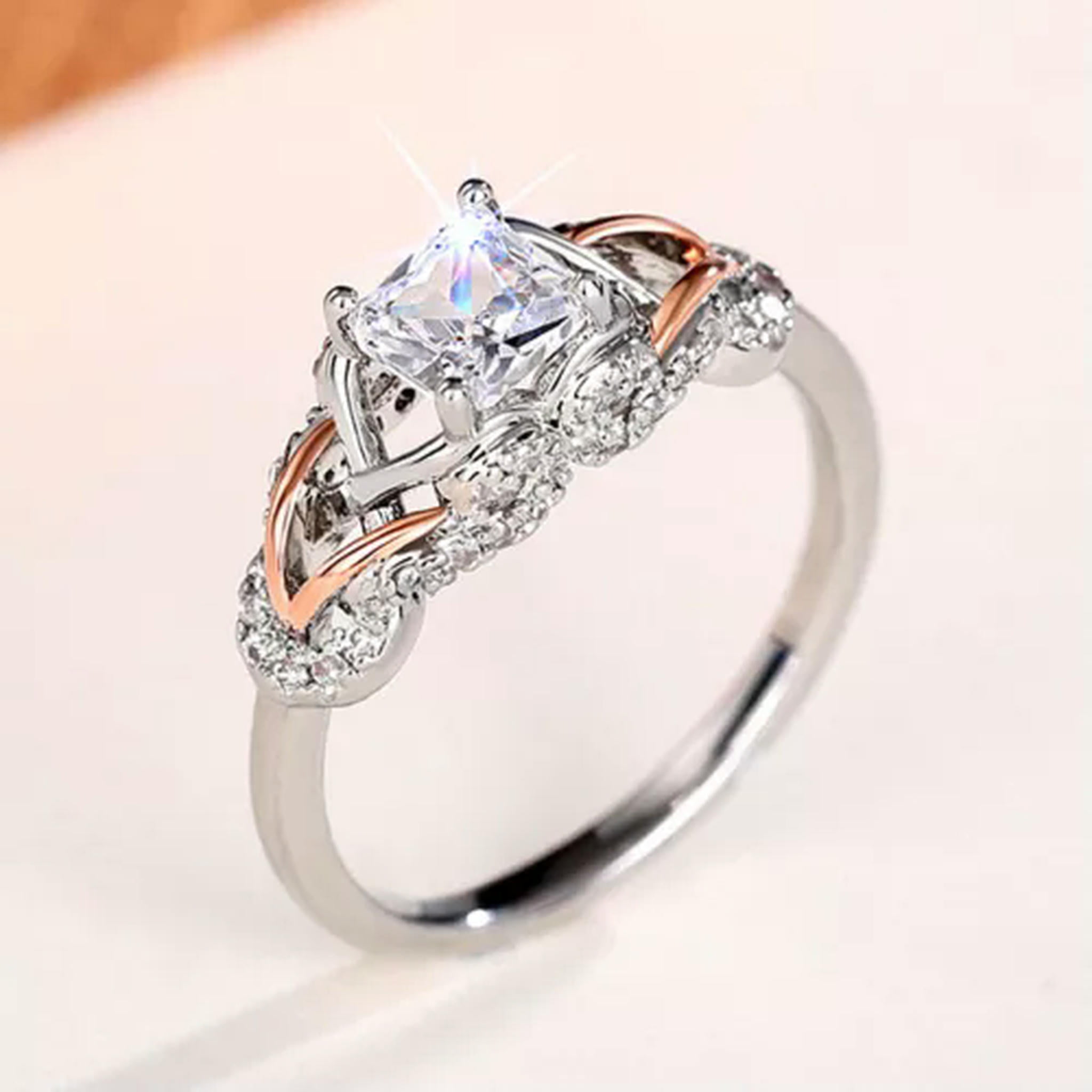 EOEMY Women Wedding 925 Silver Filled Rings Cubic Zirconia Fashion Jewelry Size 6-10-10 ...