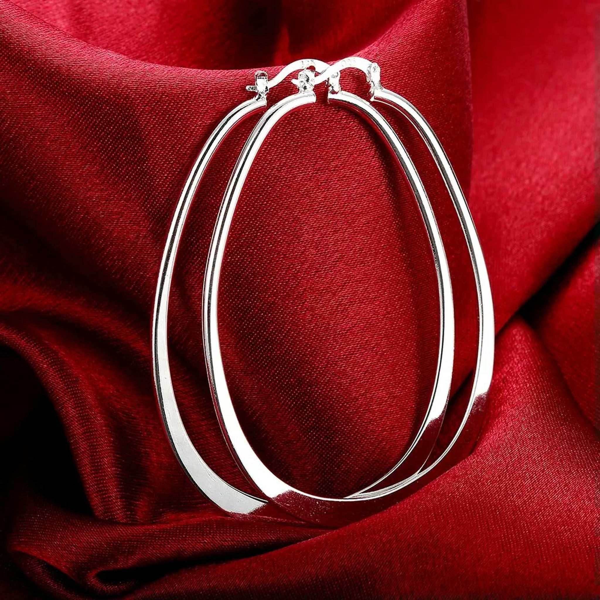 Eoemy Womens 925 Sterling Solid Silver Elegant Oval Shaped Extra Large