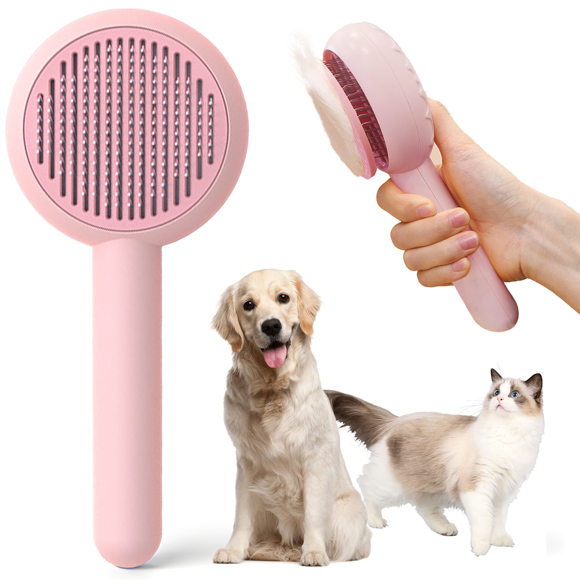 EOIVSH Cat Brush with Release Button, Self-Cleaning, Hair Deshedding ...