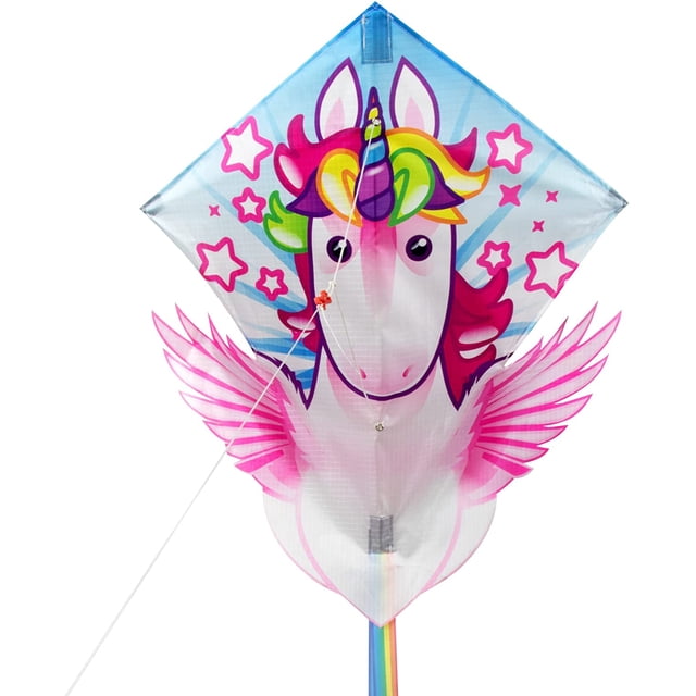 EOLO KITES Ready2Fly Pop Up 27" Diamond Kite, Unicorn. Reusable Tote ...