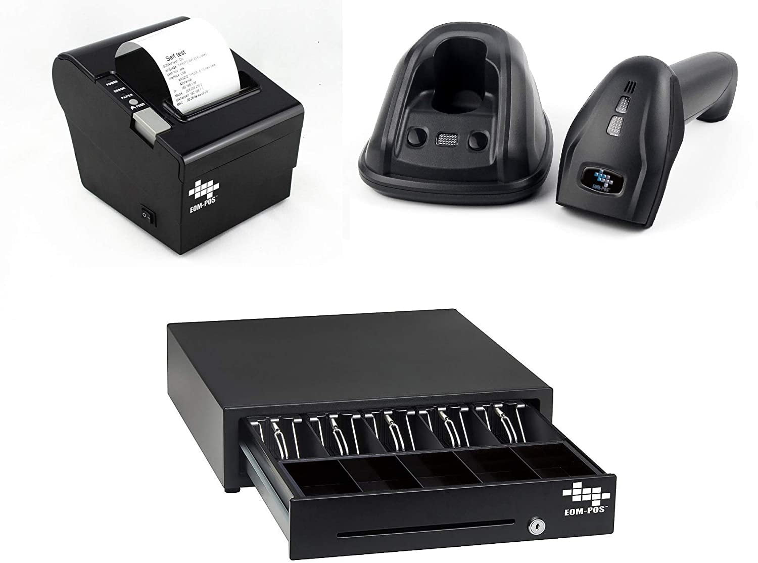 EOM-POS Heavy Duty Cash Register Drawer + Thermal Receipt Printer (80mm ...