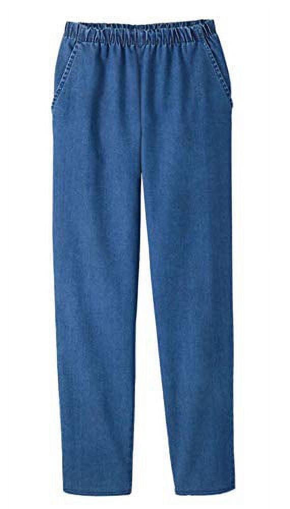 EOM Soft Stretchy Women's Pull On Jeans, Full Elastic Waist, Side ...