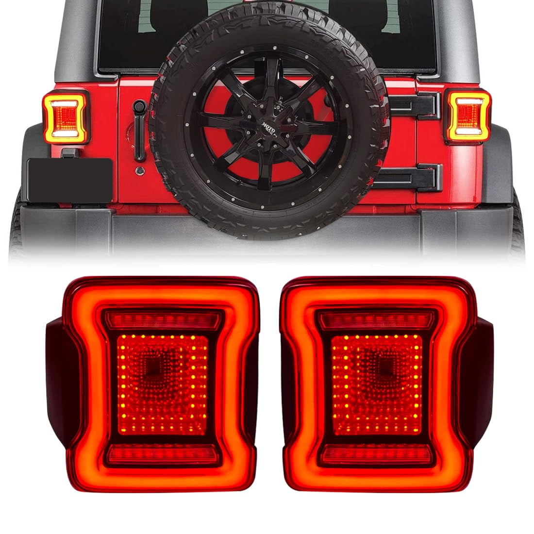 EOMD LED Red Lens Tunnel Tail light Compatible with 2007-2018 Jeep ...