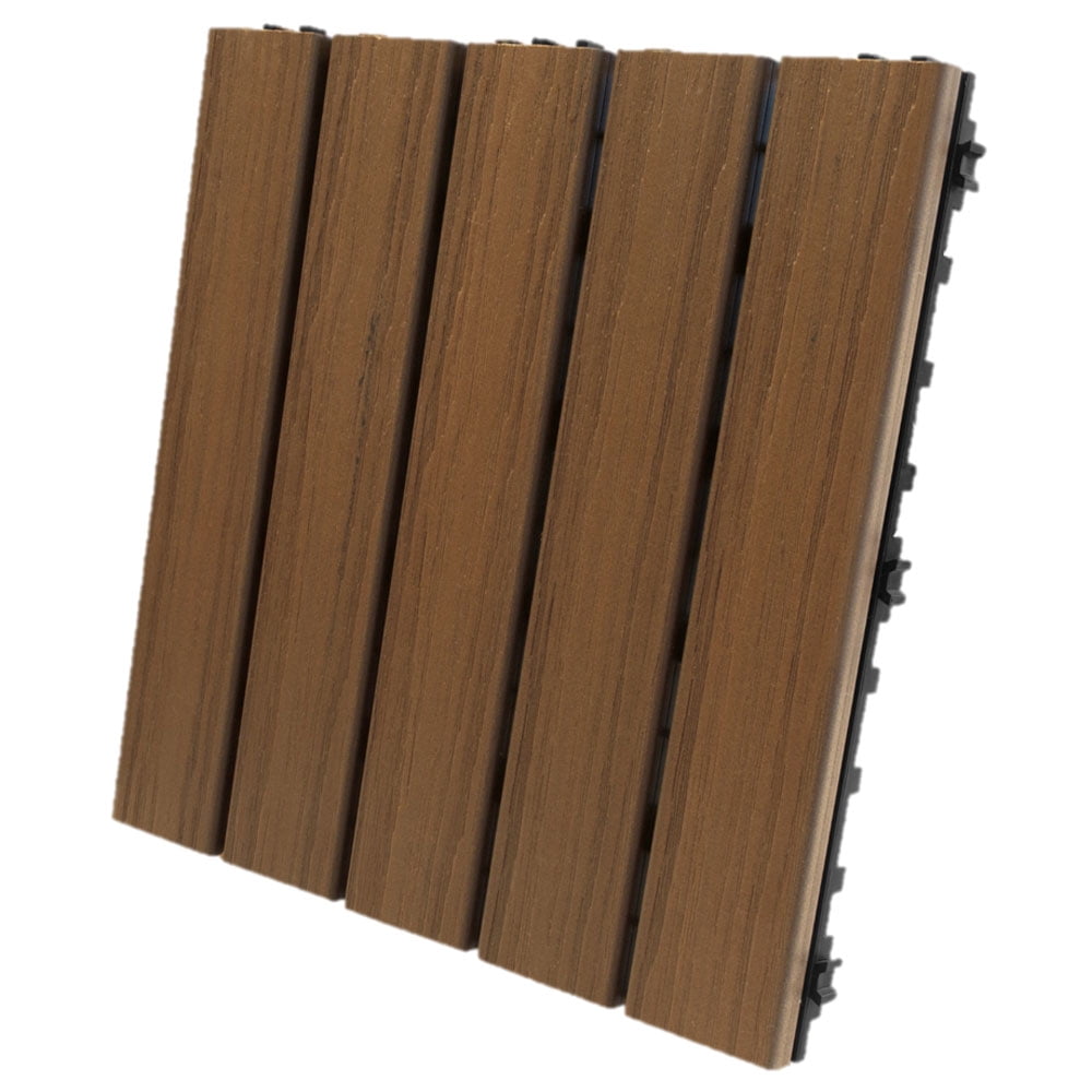 EON Ultra 12"x12" Polymer Interlocking Deck Balcony Tiles, Dark Brown ...