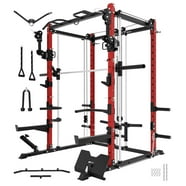 EonfitOmni Power Cage Squat Rack for Home Gym with Cable Crossover ...