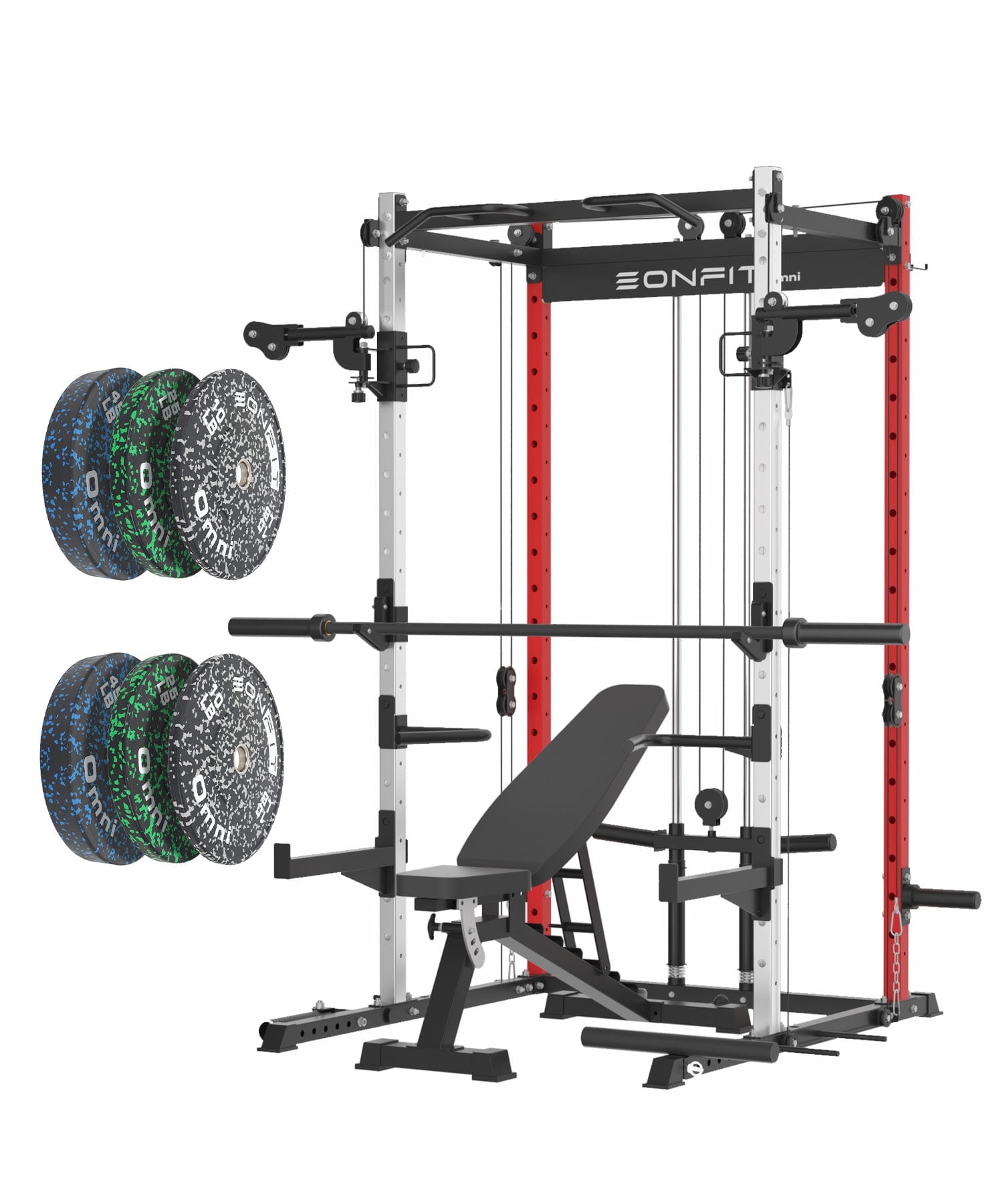 EONFITOmni Power Cage Home Gym Package, 1000LBS Multi-Functional ...