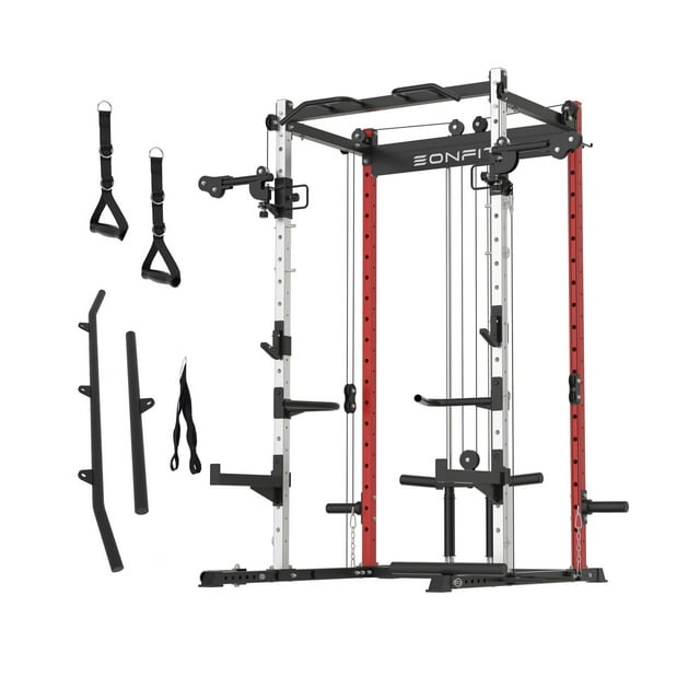 EONFITOmni Power Cage Home Gym, Power Rack with Pulley System Cable ...