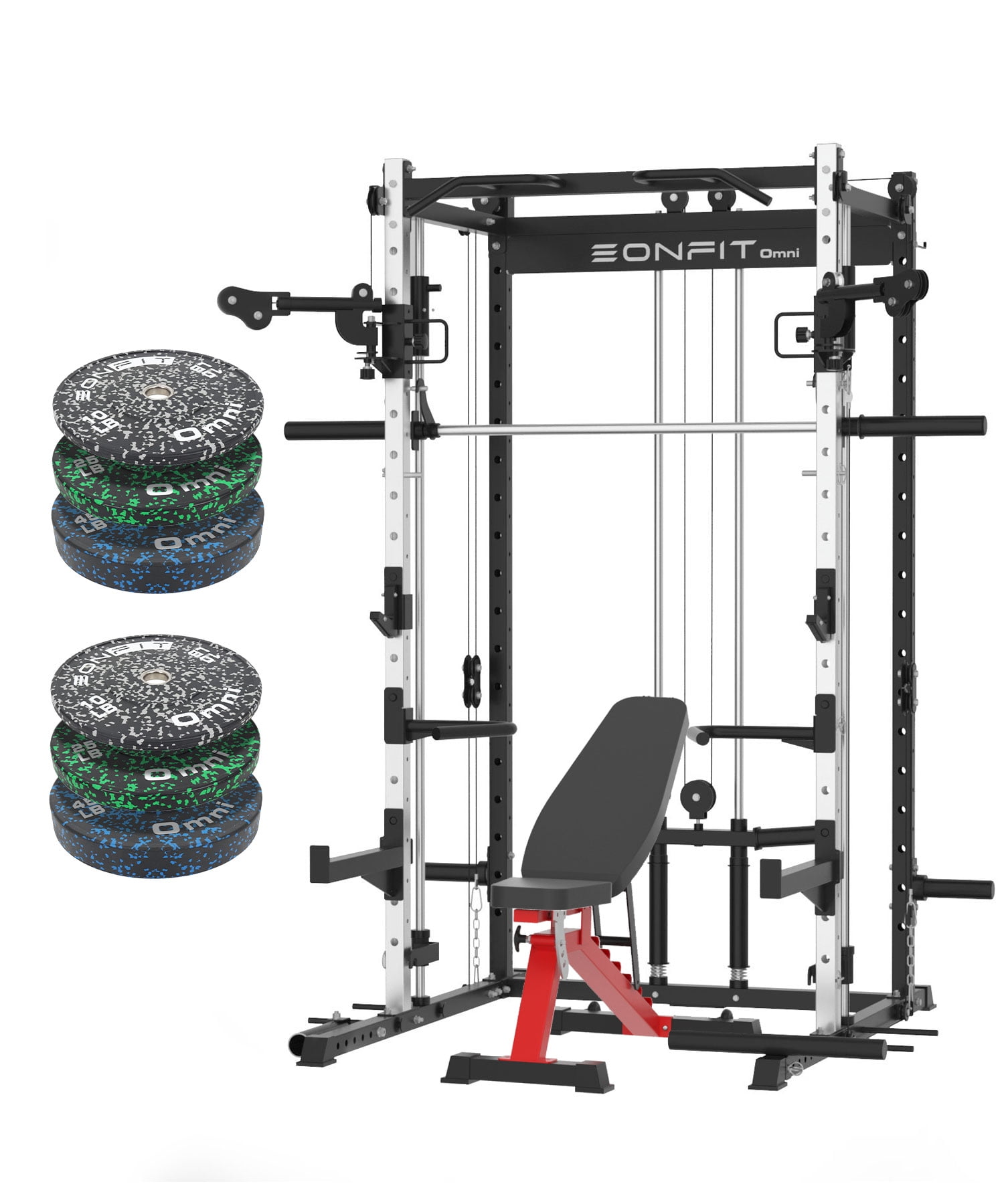 EONFITOmni Smith Machine Power Cage Home Gym Equipment, Power Rack with ...