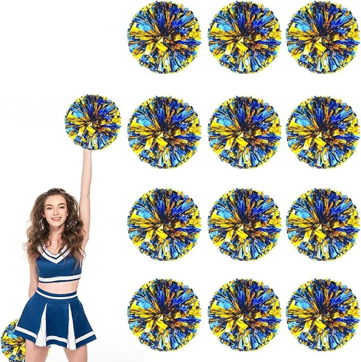 EONQY 12 Pcs Cheerleading Pom Poms Cheerleader Squad Spirited Fun ...
