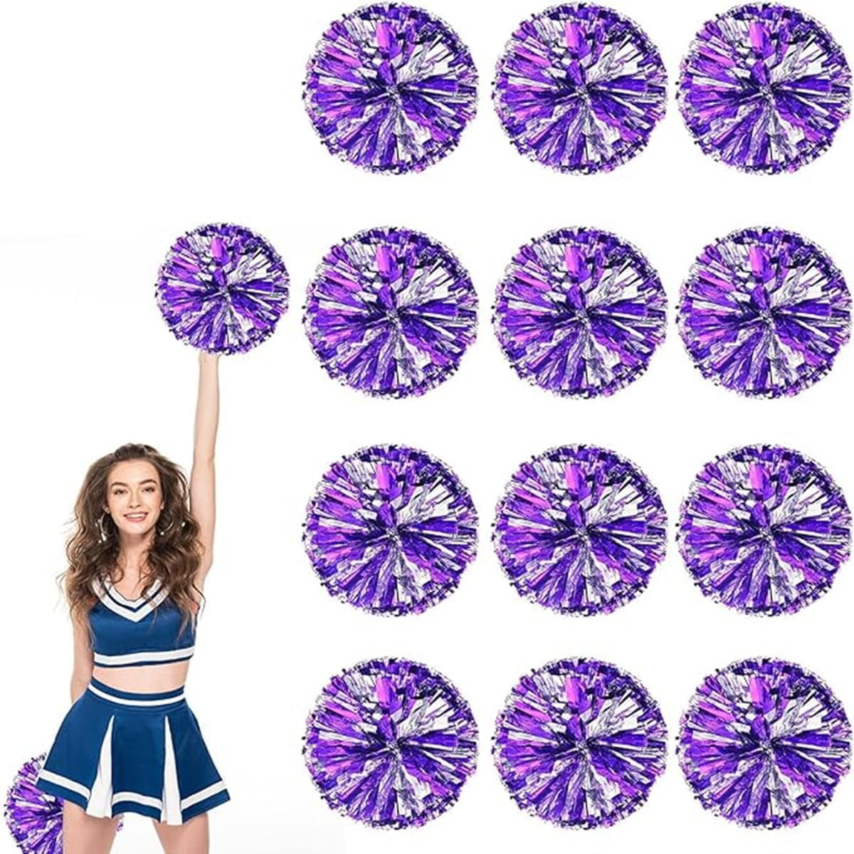 EONQY 12 Pcs Cheerleading Pom Poms Cheerleader Squad Spirited Fun ...