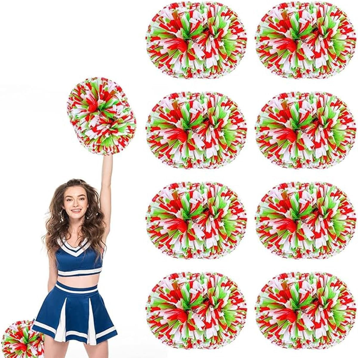 EONQY 8 Pcs Cheerleading Pom Poms with Baton Handle Cheering Squad Hand ...
