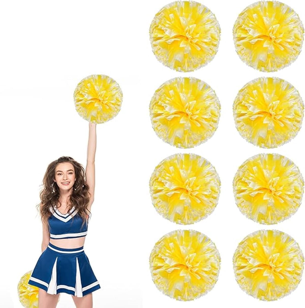 EONQY Cheerleading Pom Poms, 8 Pack Cheerleader Pom poms with Baton ...