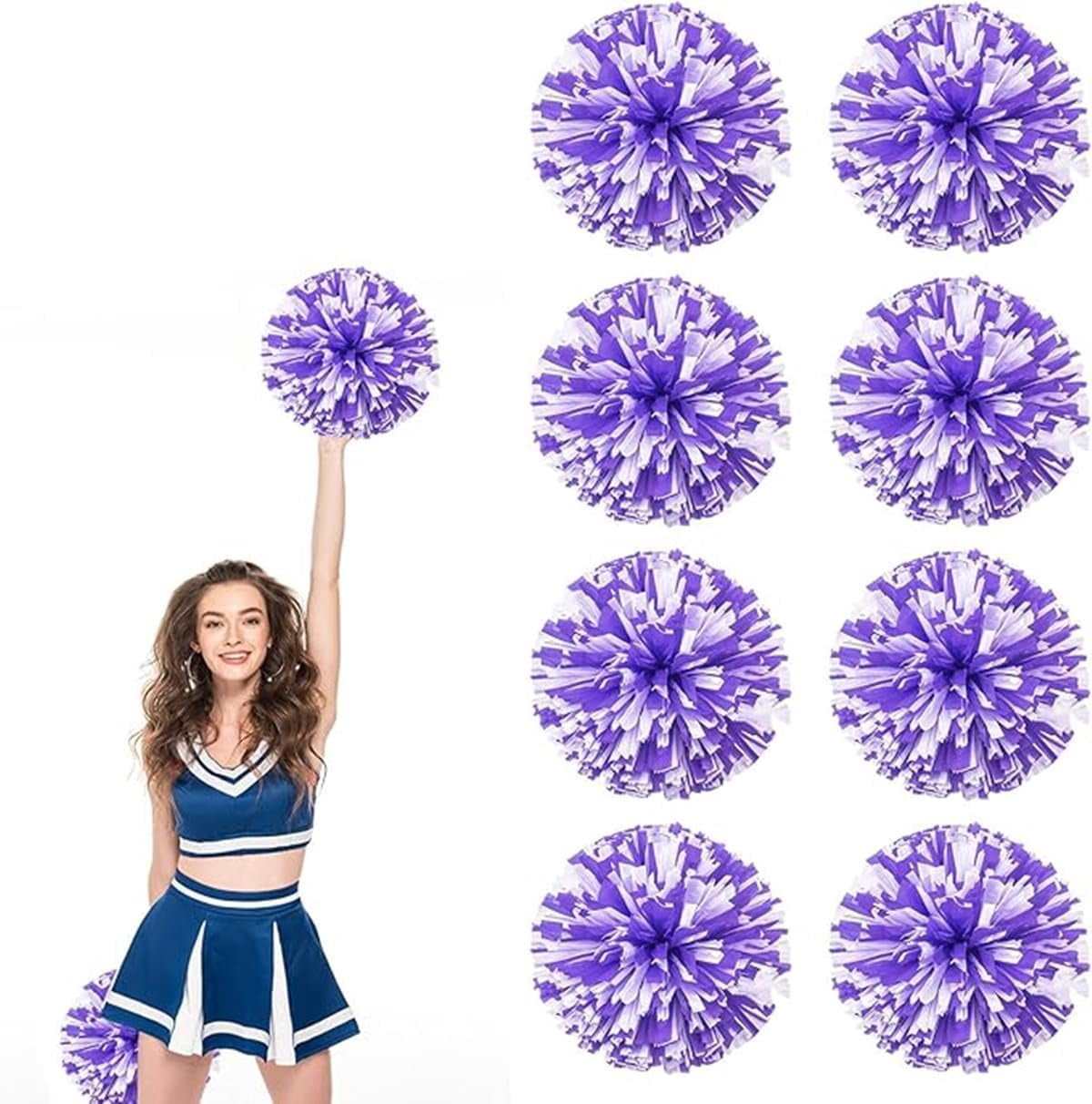 EONQY Cheerleading Pom Poms, 8 Pack Cheerleader Pom poms with Baton ...